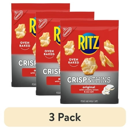 (3 pack) RITZ Crisp and Thins Original with Creamy Onion and Sea Salt ...