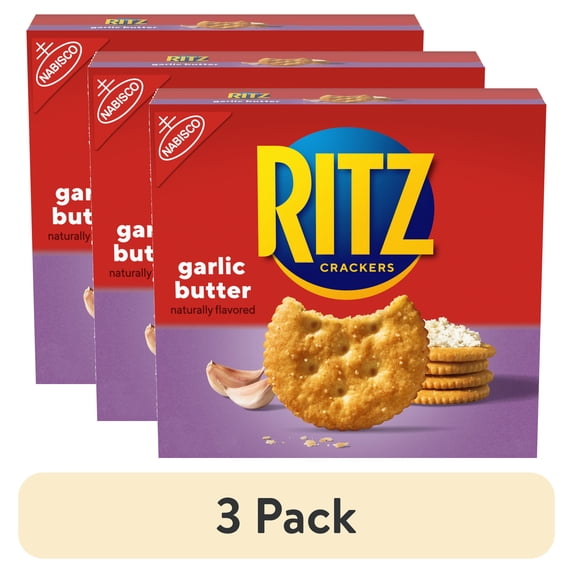(3 pack) RITZ Garlic Butter Crackers, Snacks for Kids and Adults, Lunch ...