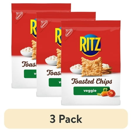 (3 pack) RITZ Toasted Chips Veggie Crackers, Party Snacks, 8.1 oz ...