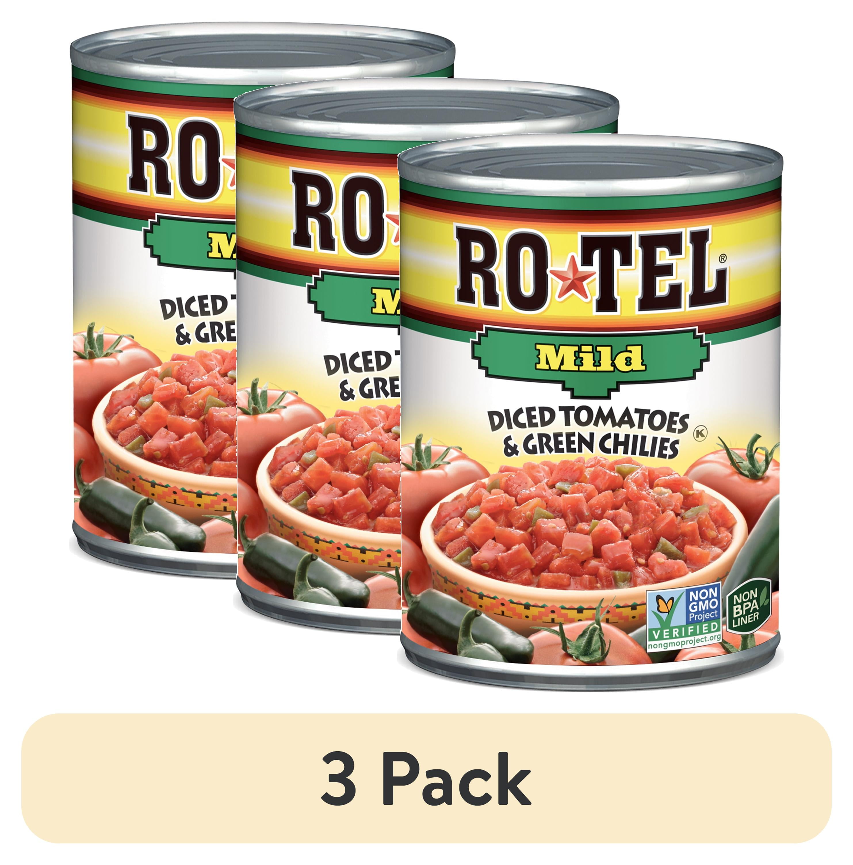 (3 pack) ROTEL Mild Diced Tomatoes and Green Chilies, 10 oz - Walmart.com