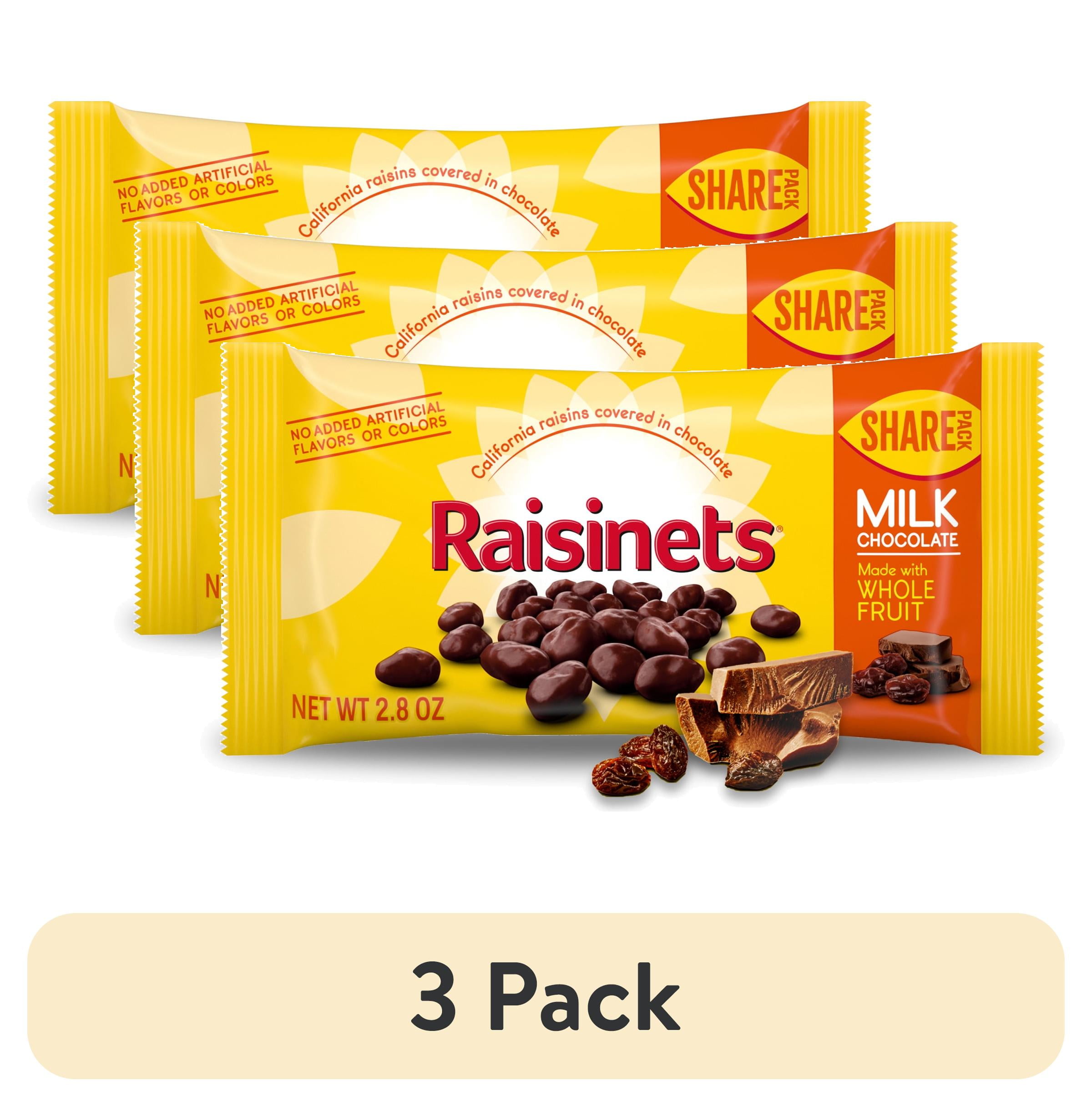 (3 pack) Raisinets, Milk Chocolate Covered California Raisins ...