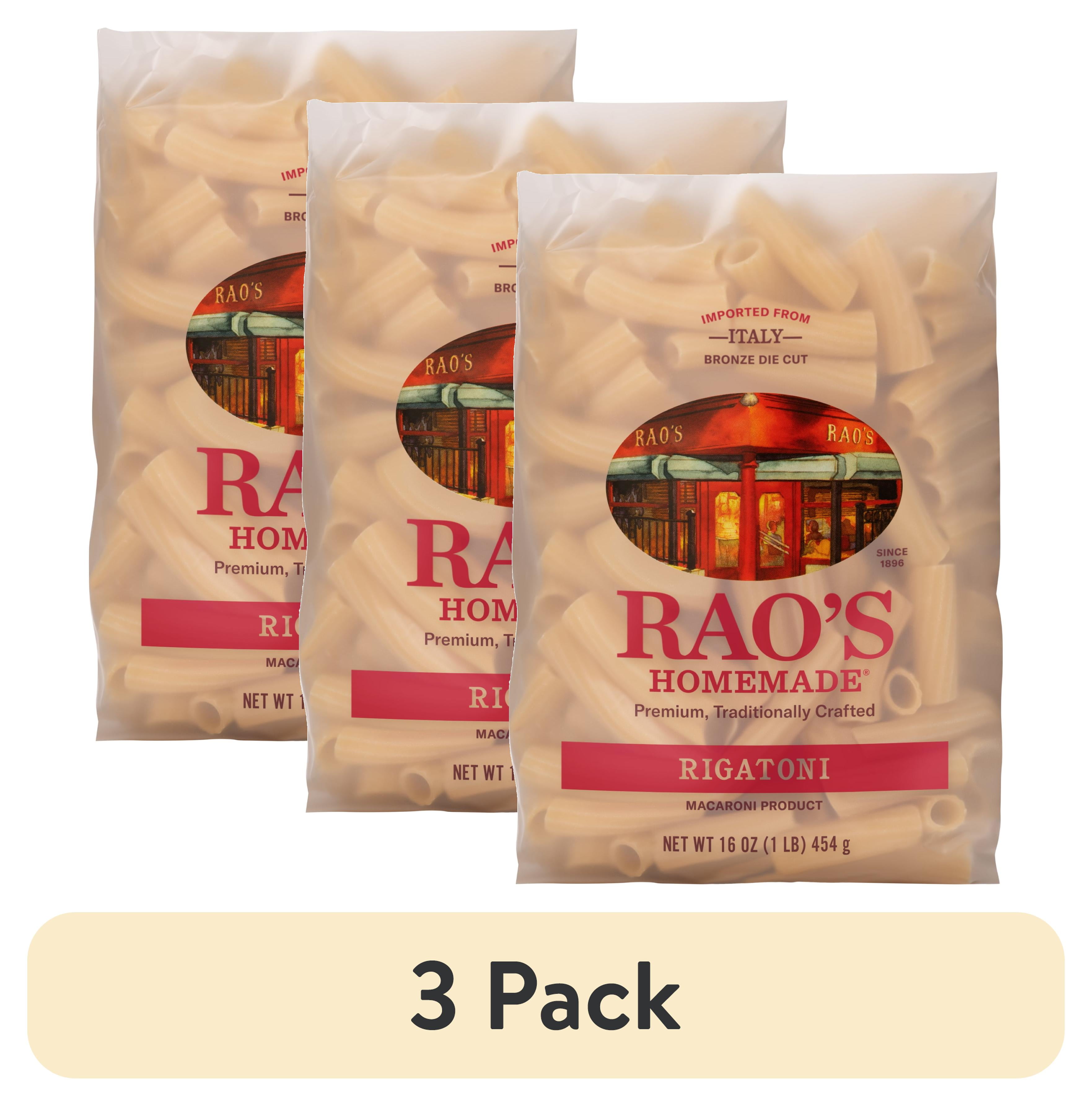 (3 pack) Rao's Homemade Rigatoni Pasta, Premium Italian Pasta Made from ...