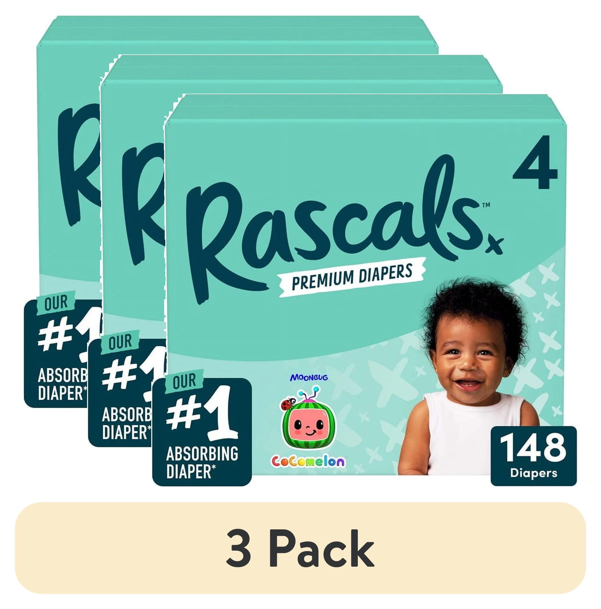 (3 pack) Rascals Premium CoComelon Absorbent Baby Diapers Size 4, 148 ...