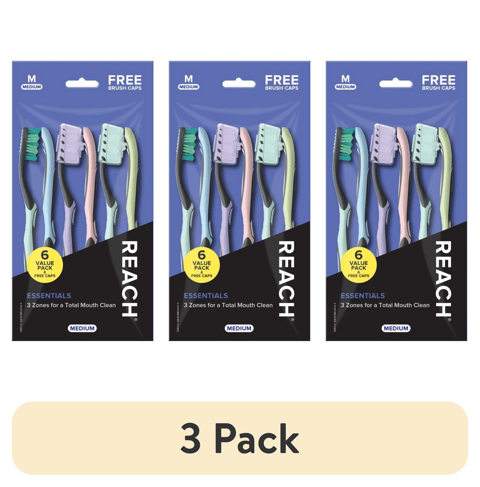 (3 pack) Reach Essentials Manual Toothbrush, Medium, 6ct - Walmart.com