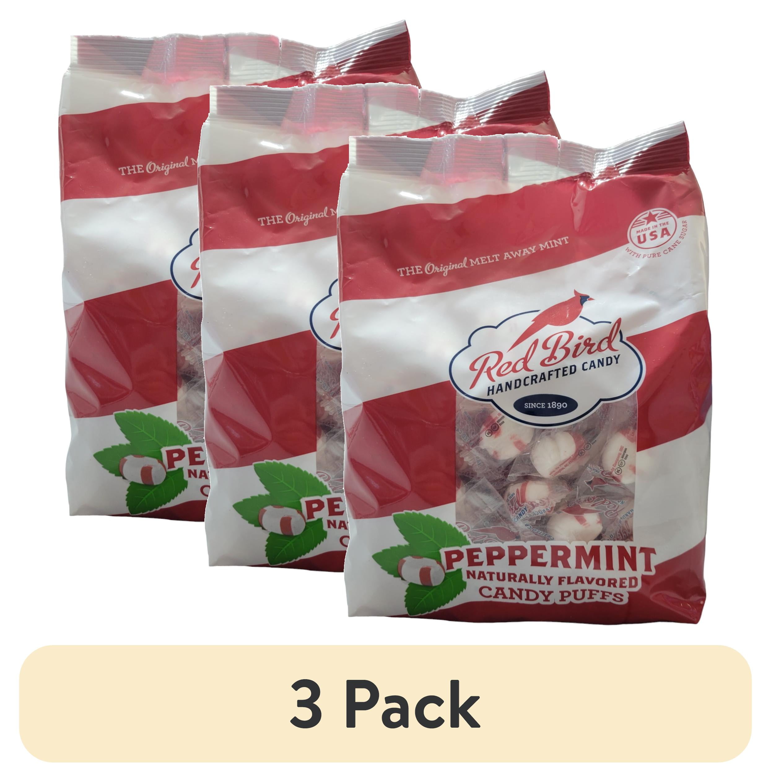 (3 pack) Red Bird Peppermint Candy Puffs - 30 oz Bag, Individually ...