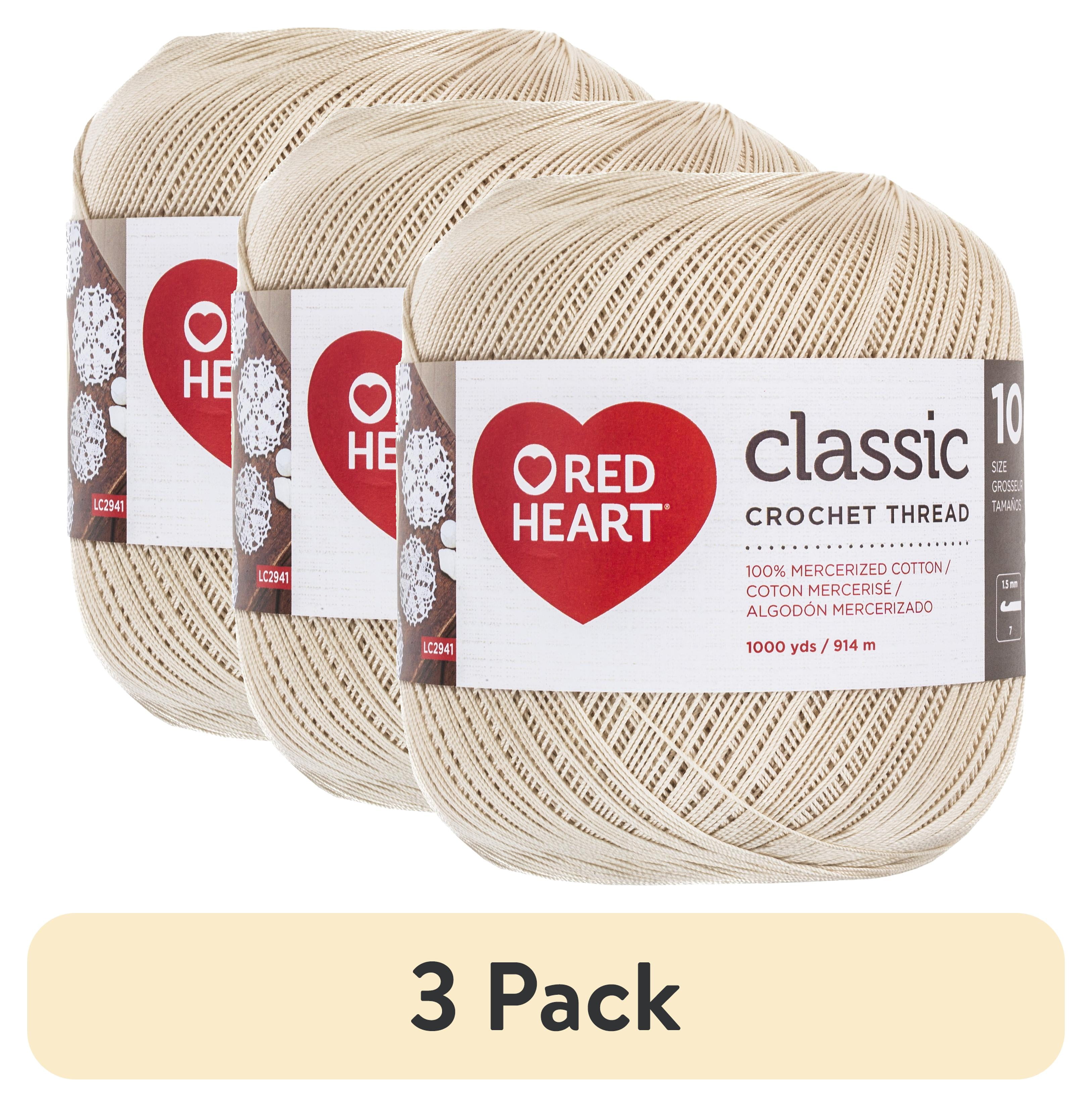 (3 pack) Red Heart Classic Yarn, 100% Cotton, White, 0.46 lb - Walmart.com