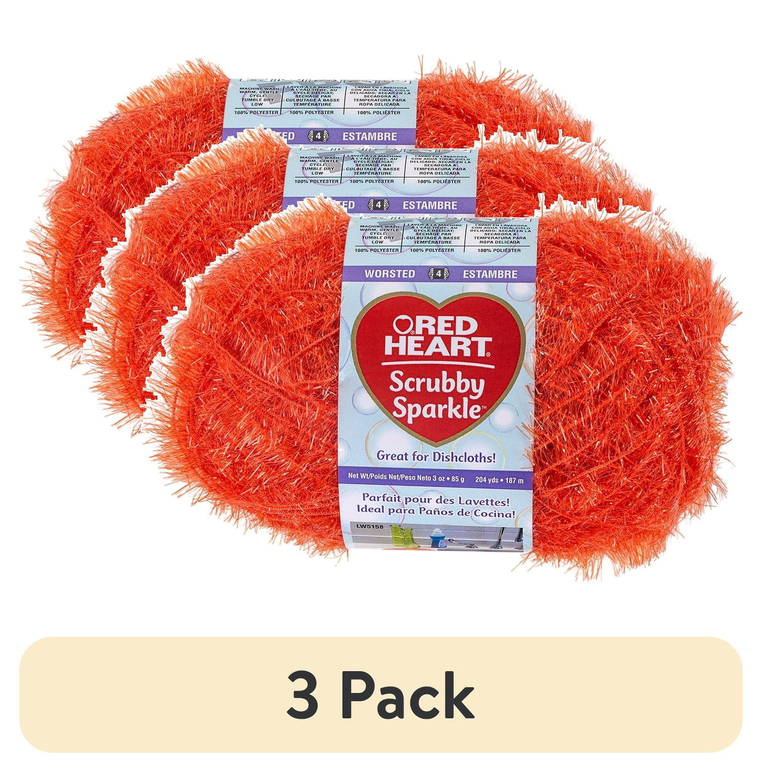 (3 pack) Red Heart® Scrubby Sparkle™ 4 Worsted (Medium) Polyester Yarn ...