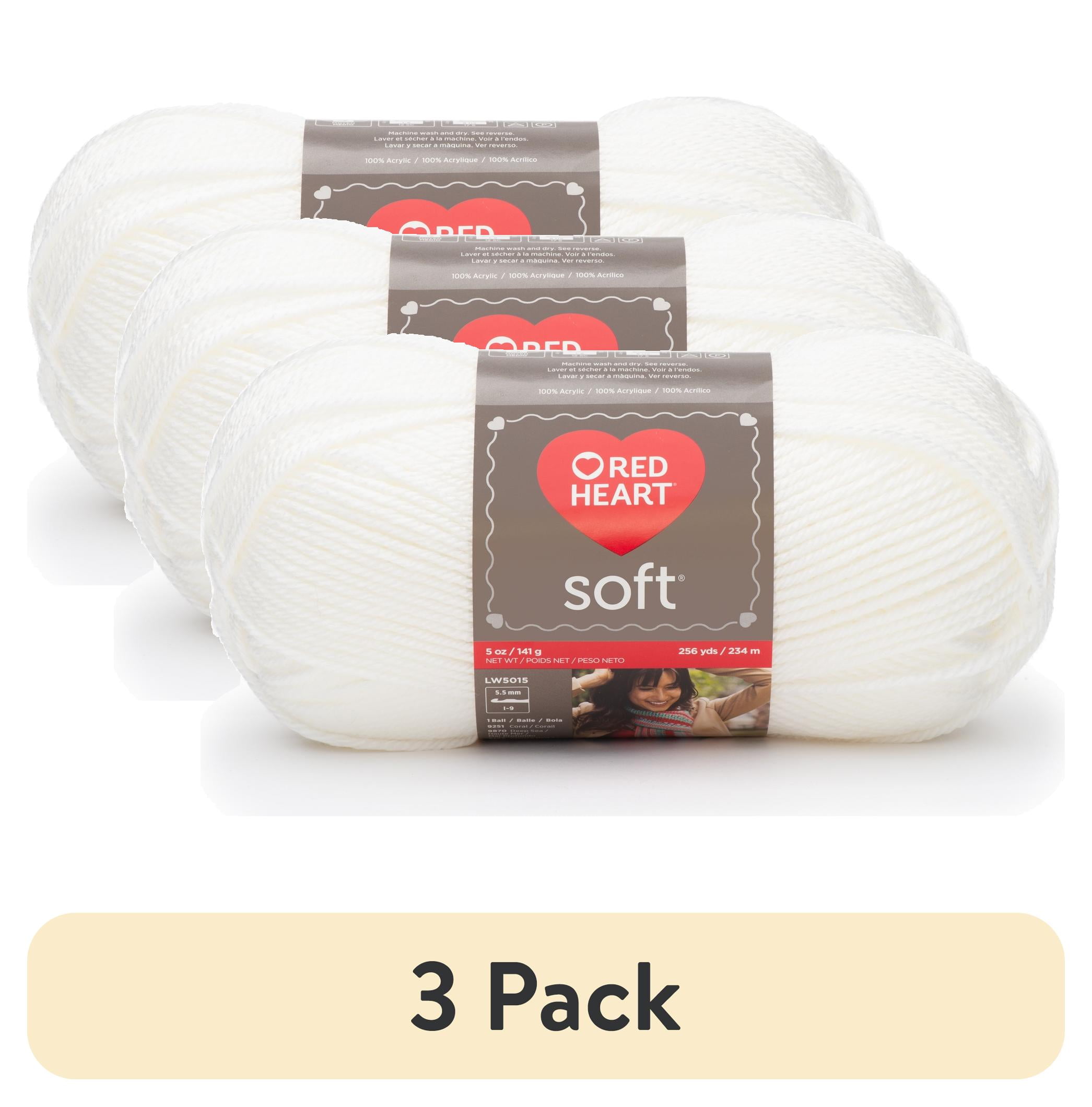 (3 pack) Red Heart® Soft™ #4 Worsted (Medium) Acrylic Yarn, White 5oz ...