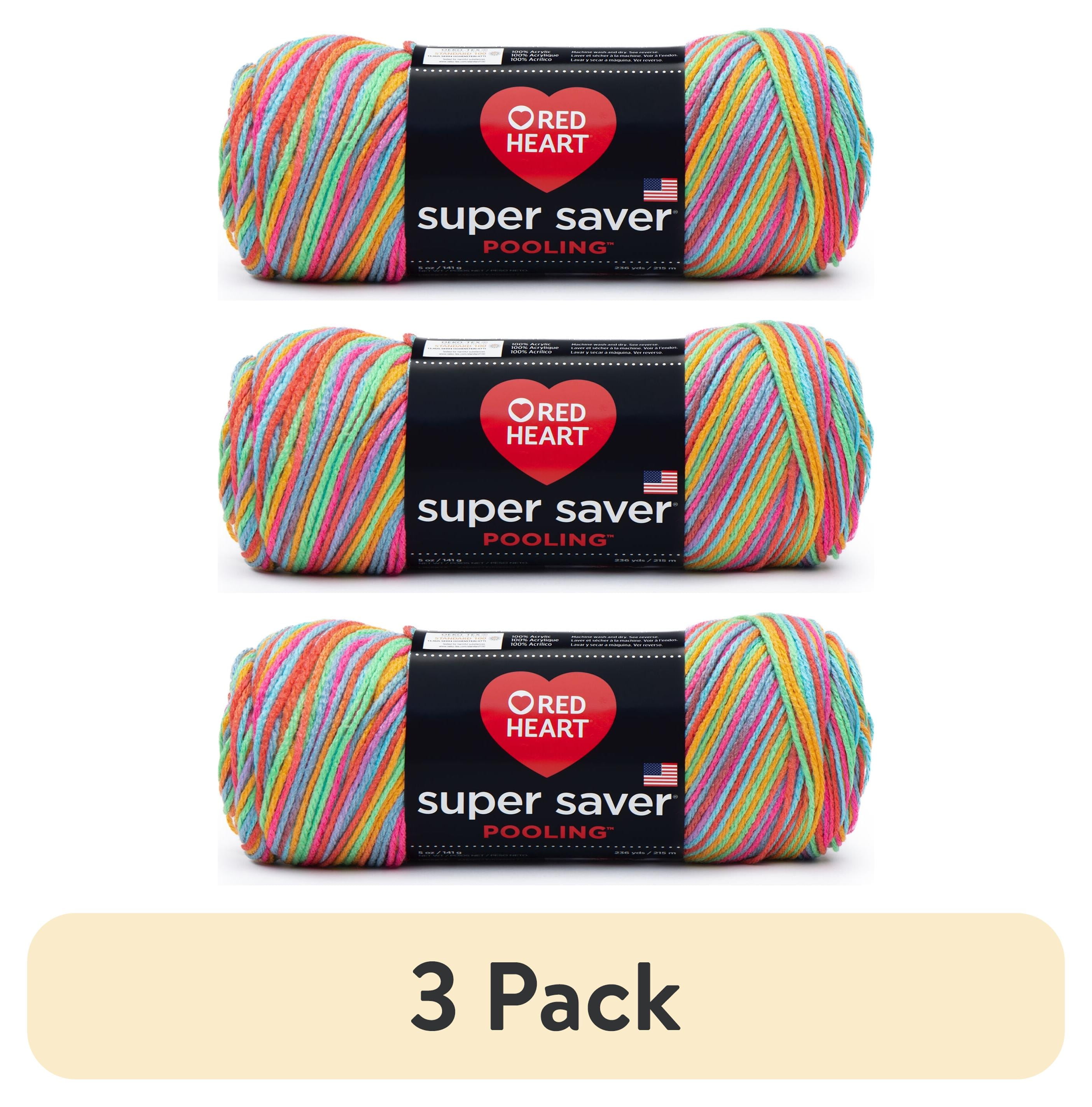 (3 pack) Red Heart Super Saver® Pooling™ 4 Medium Acrylic Yarn, Papaya ...
