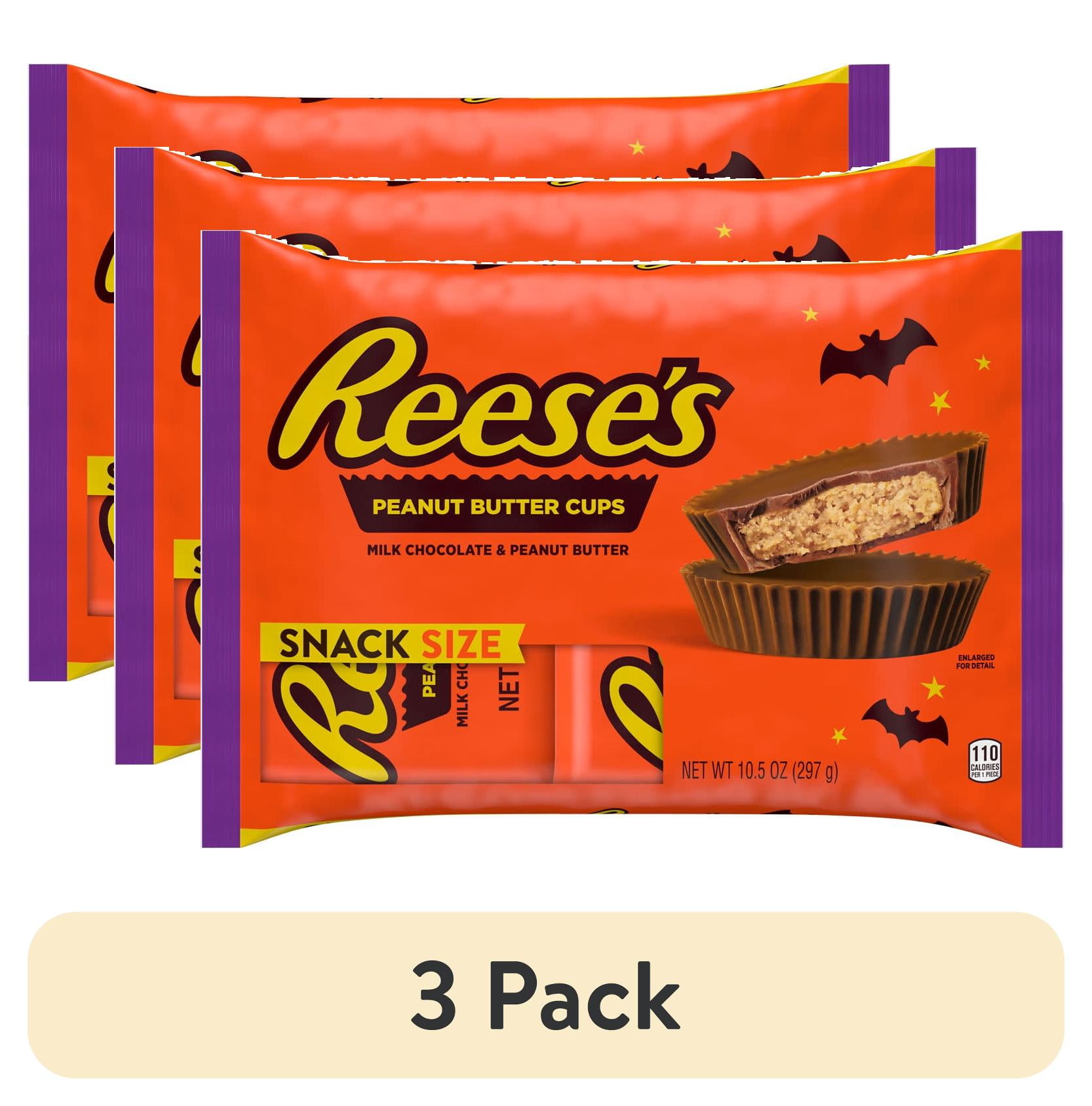 (3 pack) Reese's Milk Chocolate Snack Size Peanut Butter Cups Halloween ...