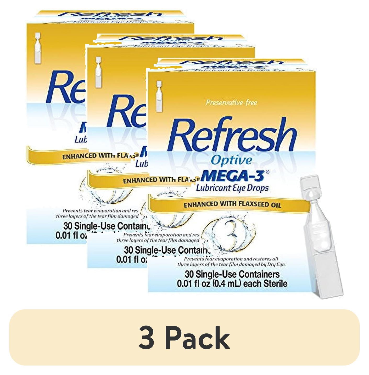 (3 pack) Refresh Optive Mega-3 Lubricant Eye Drops, Preservative-Free ...
