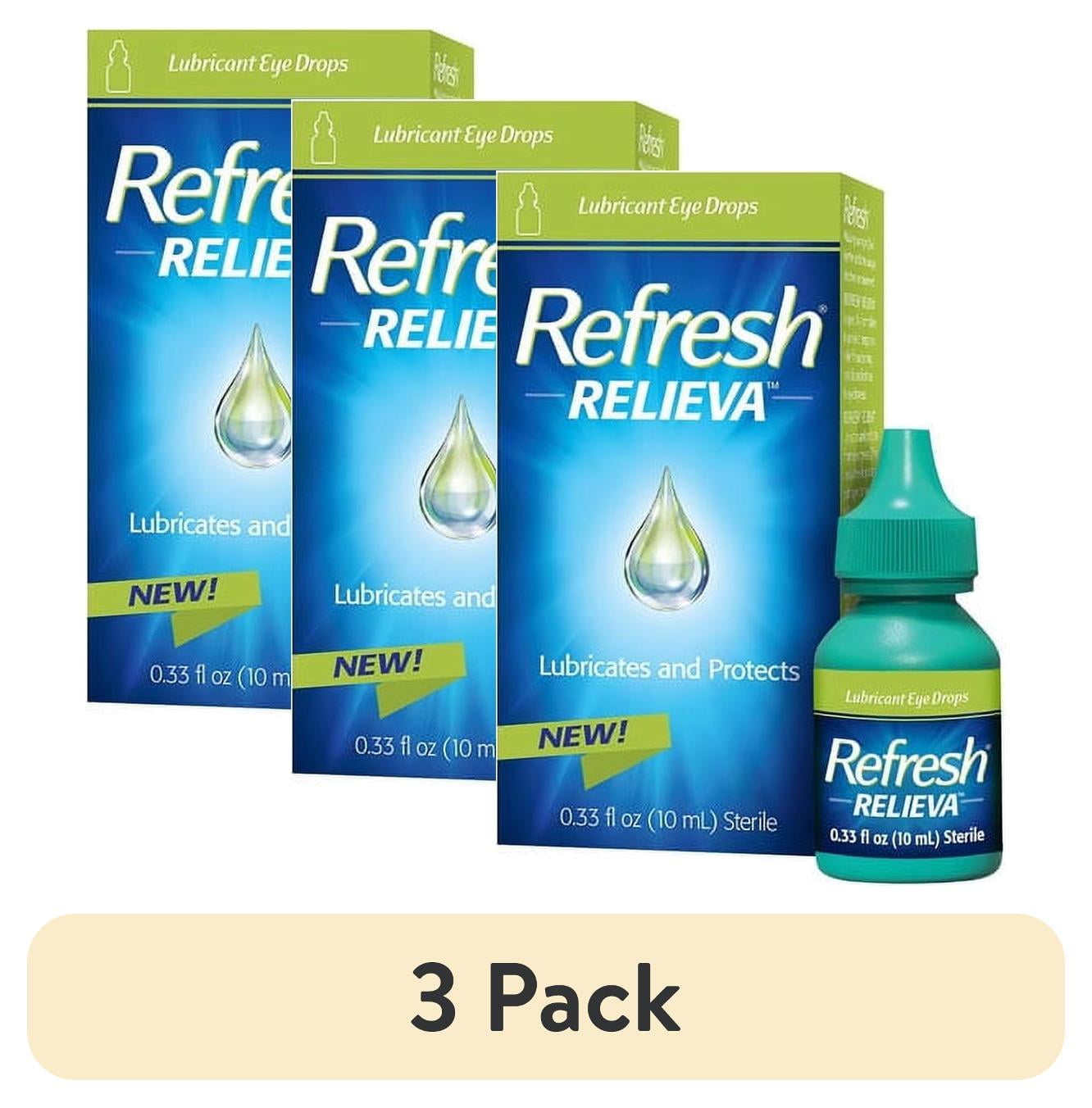 (3 pack) Refresh Relieva Lubricant Eye Drops, Lubricates & Protects Dry ...