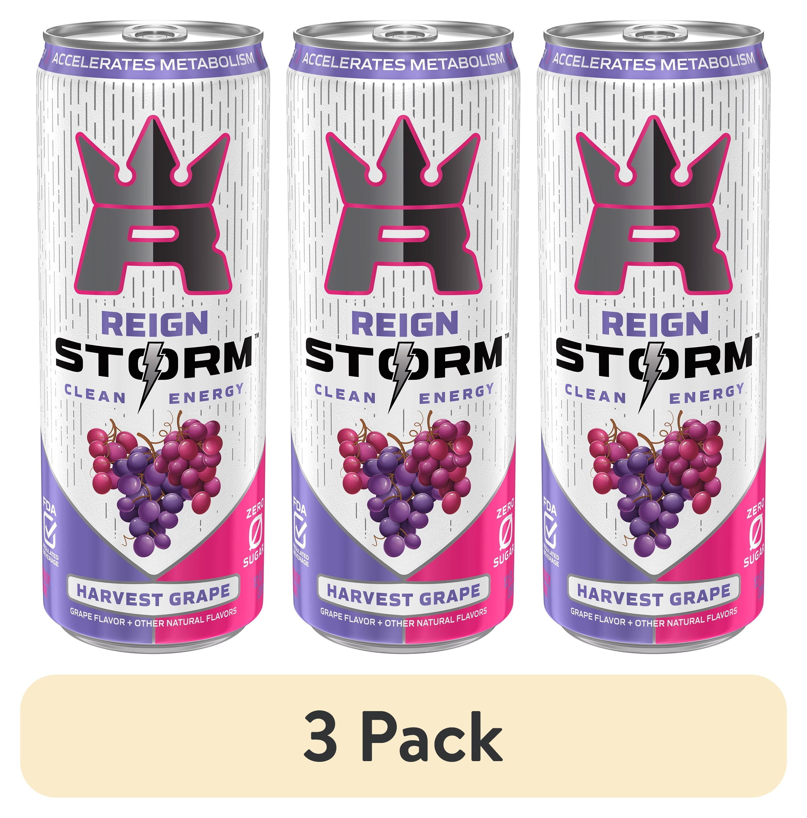 (3 pack) Reign Storm, Harvest Grape, Clean Energy Drink, 12 fl oz Aluminum Can - Walmart.com