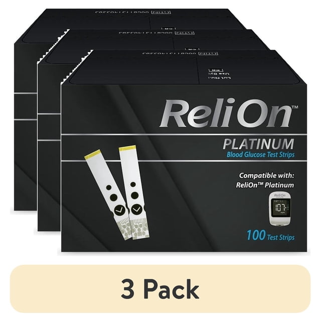 (3 pack) ReliOn Platinum Blood Glucose Test Strips, 100 Count ...