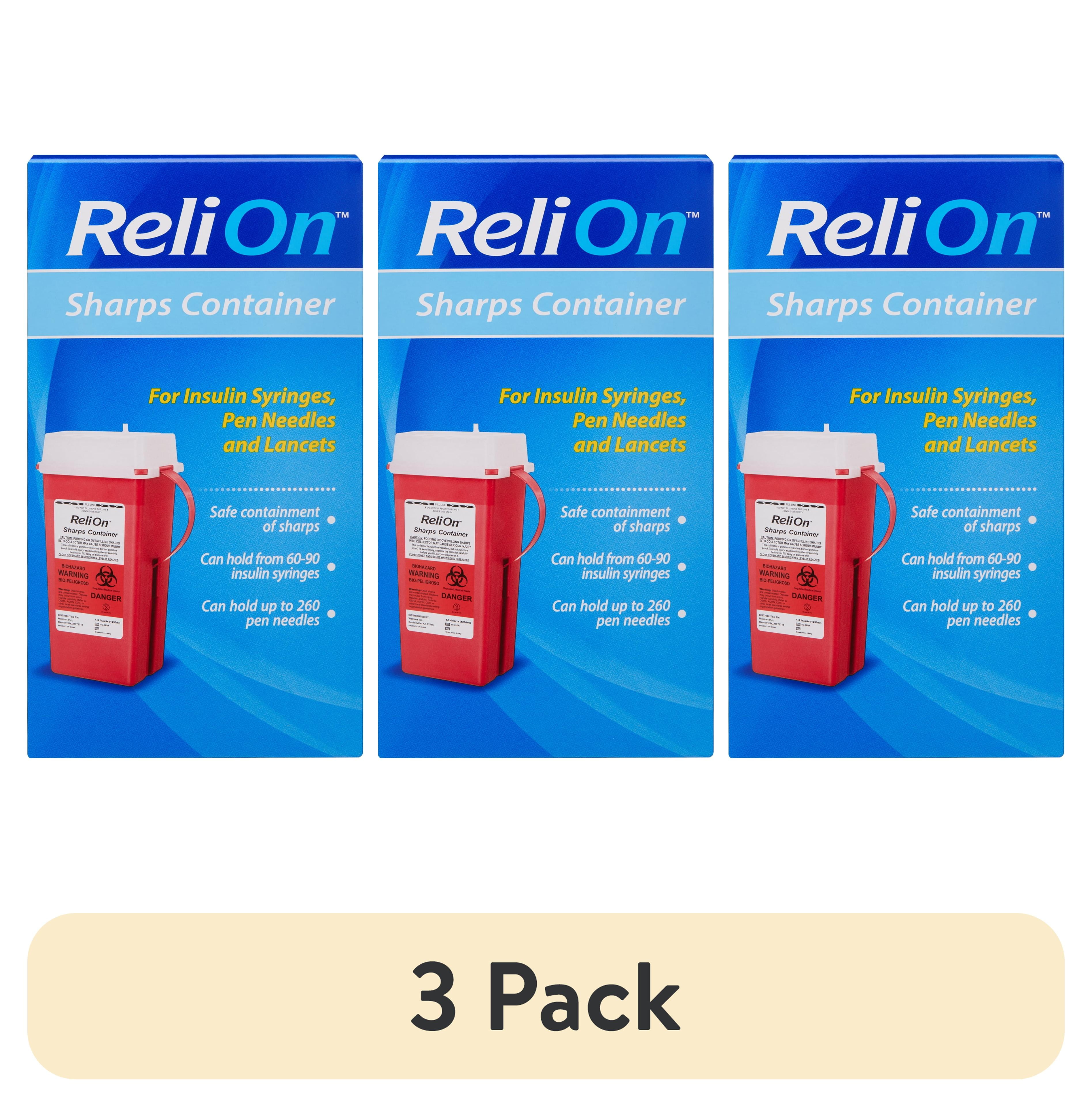 (3 pack) Relion Sharps Container - Walmart.com