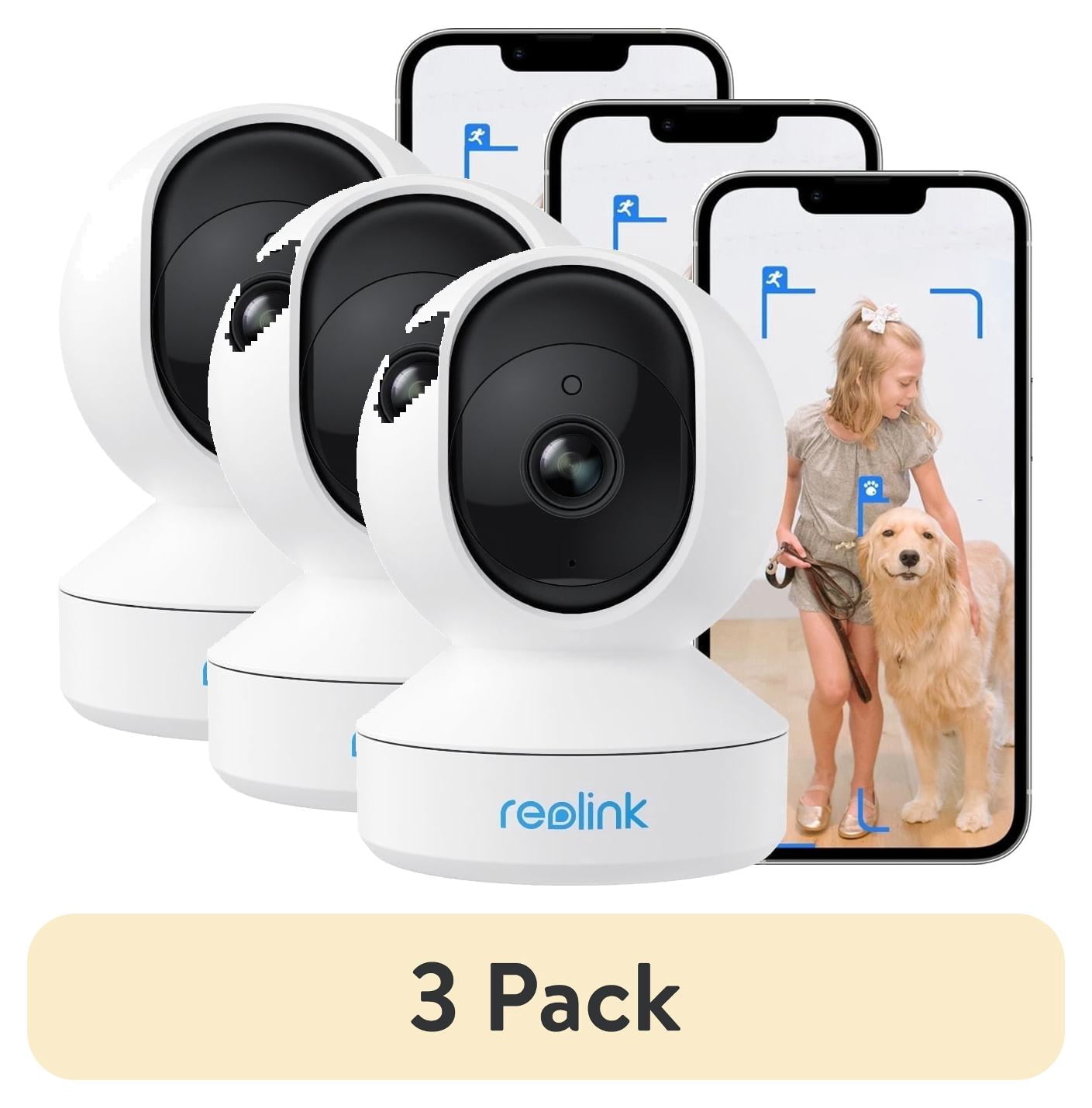 (3 pack) Reolink E1 4MP Pan & Tilt Indoor DC Wi-Fi Security Camera with ...