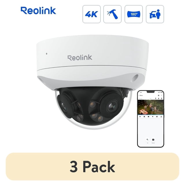 (3 pack) Reolink Duo 4K 8MP HD Security Home 2V PoE Camera IK10 Vandal ...