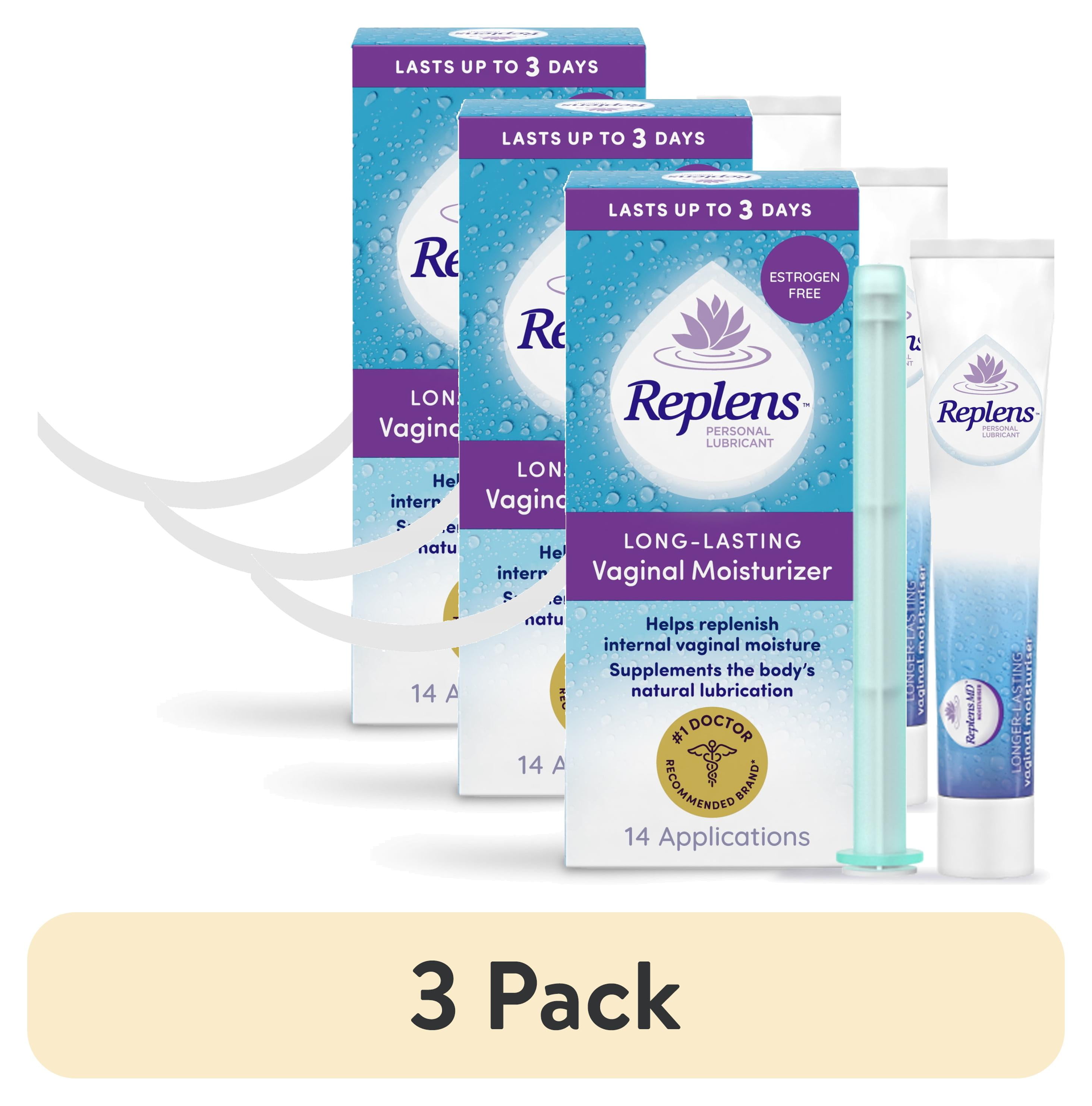 (3 pack) Replens Long-Lasting Vaginal Moisturizer Gel with Reusable ...