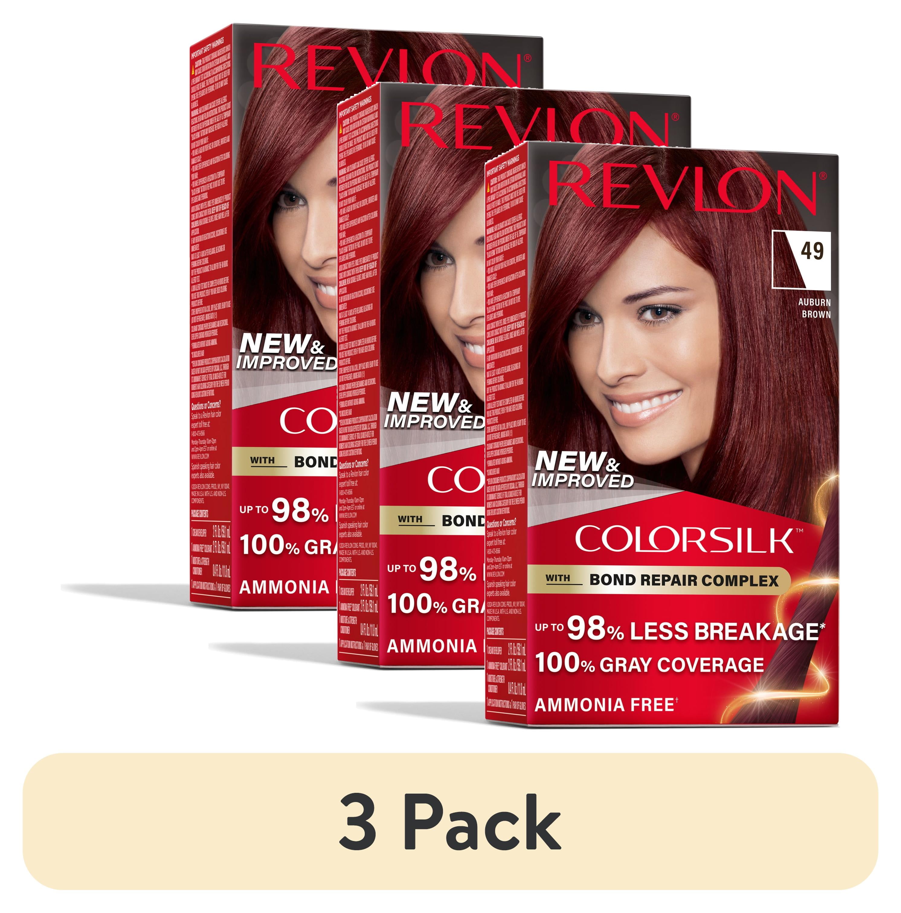(3 pack) Revlon ColorSilk Permanent Hair Color, Bond Repair Complex, 49 ...