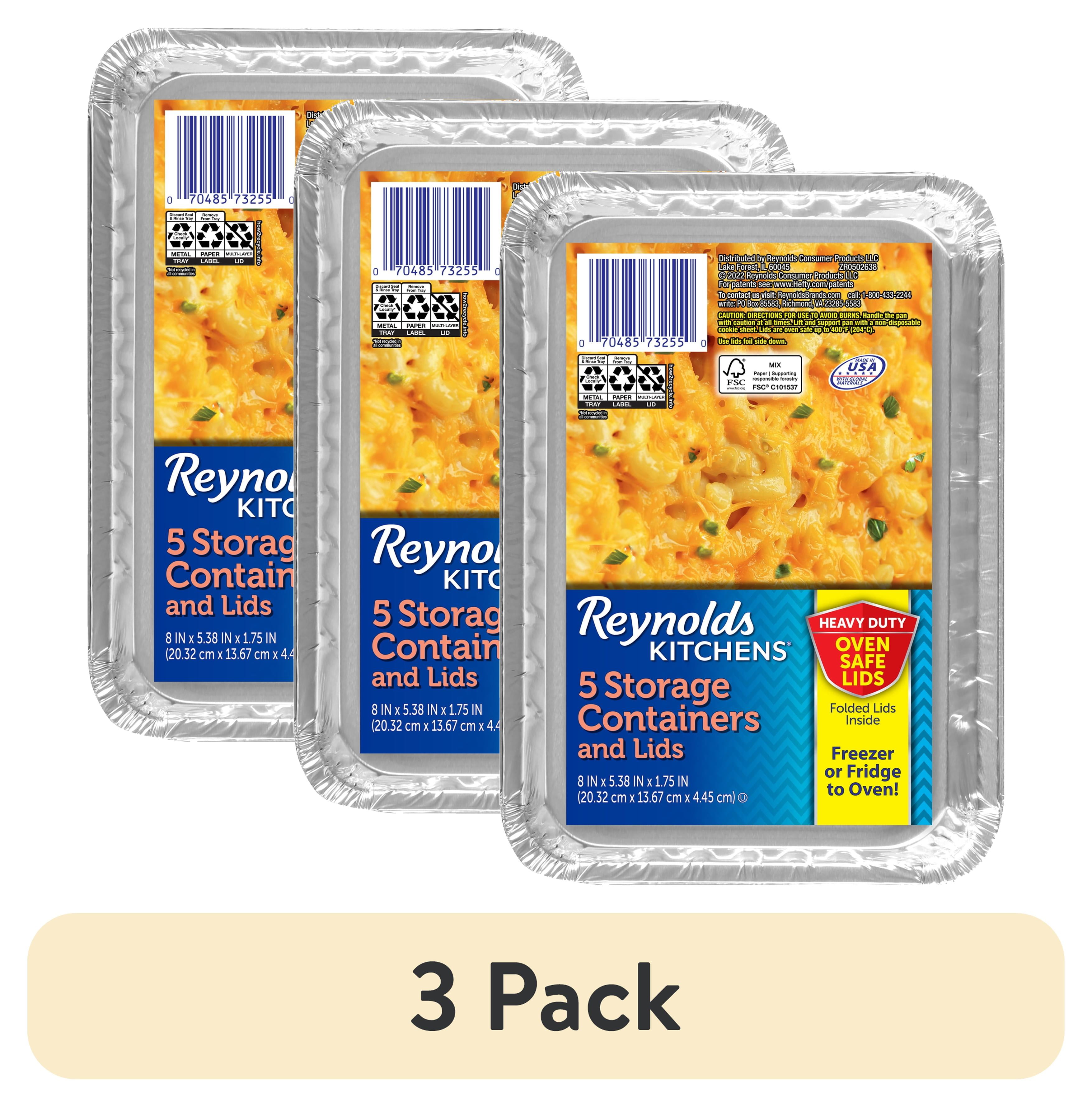 (3 pack) Reynolds Kitchens Aluminum Food Storage Containers with Oven ...