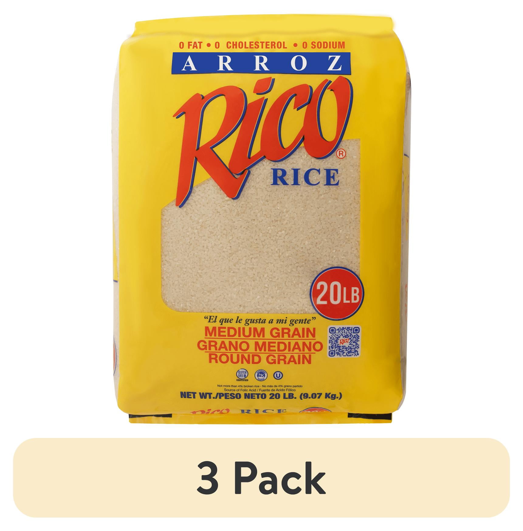 (3 pack) Rico Medium Grain Rice, 20 lbs - Walmart.com