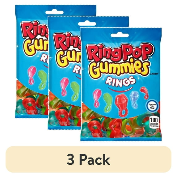 (3 pack) Ring Pop, Gummies, Gluten-Free, Fruit Flavored, Gummy Candy, 6 ...