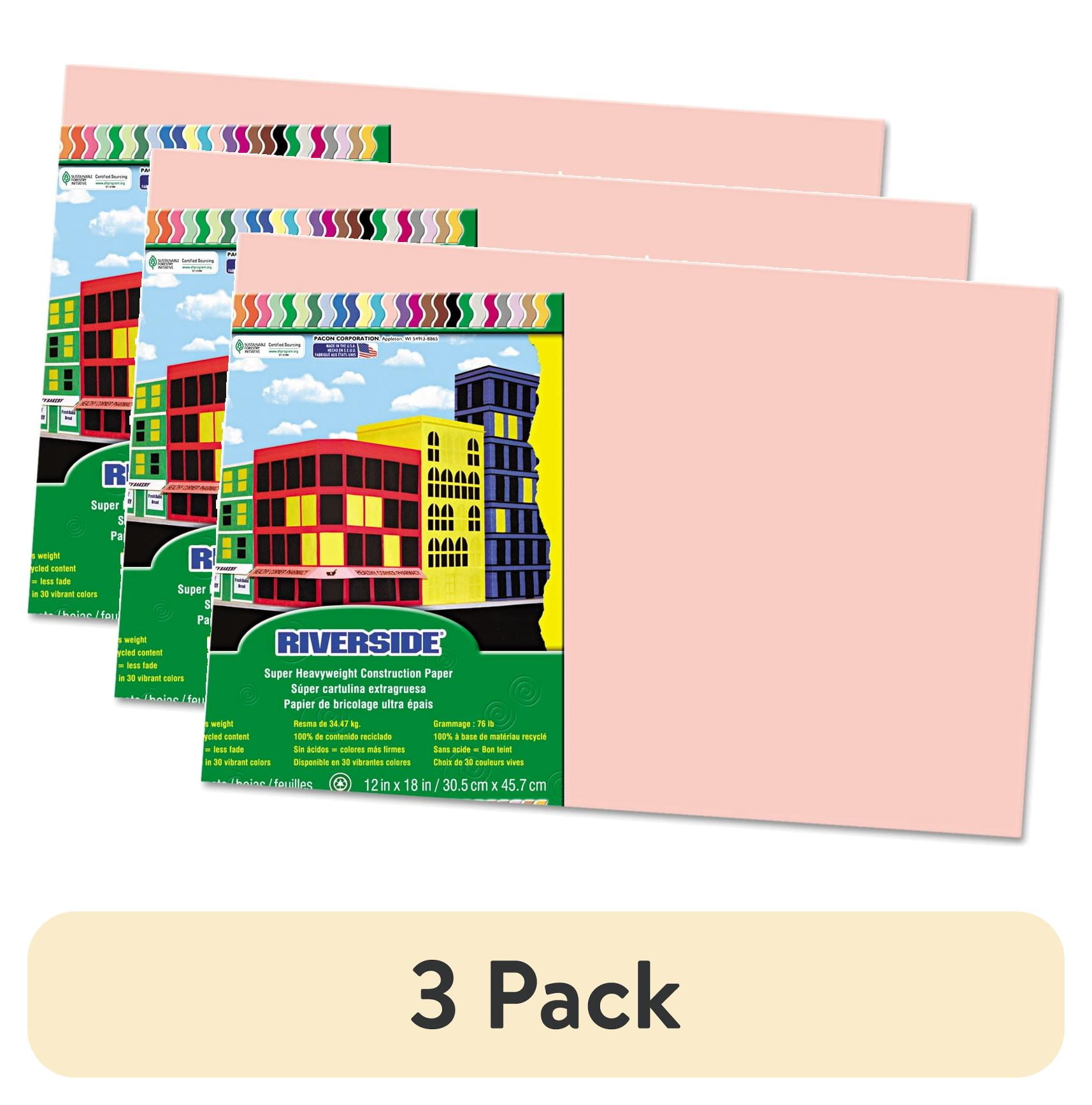 (3 pack) Riverside Construction Paper, 76 lbs., 12 x 18, Salmon, 50 ...