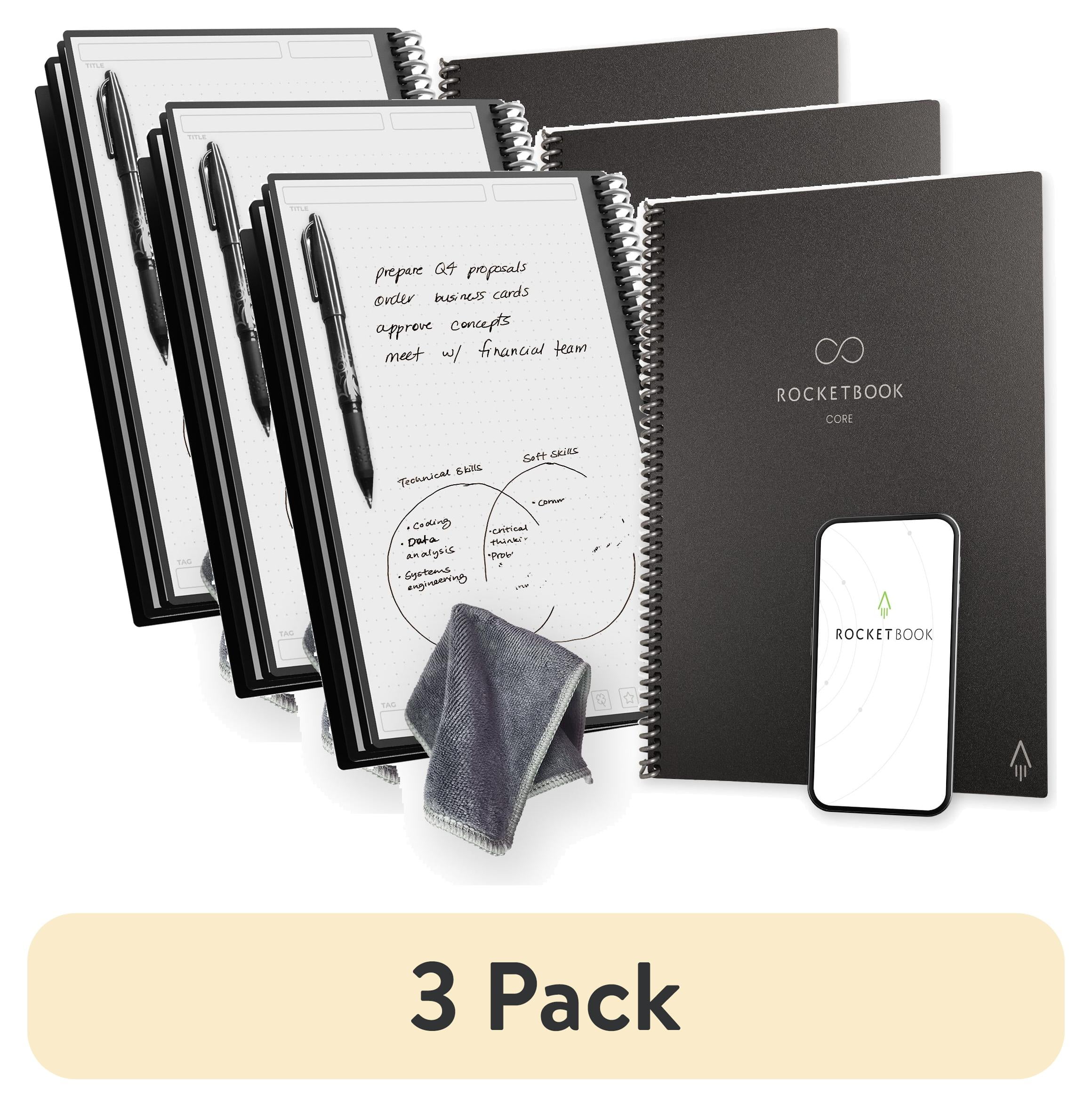 (3 pack) Rocketbook Core Smart Spiral Notebook, Dot-Grid and Lined ...