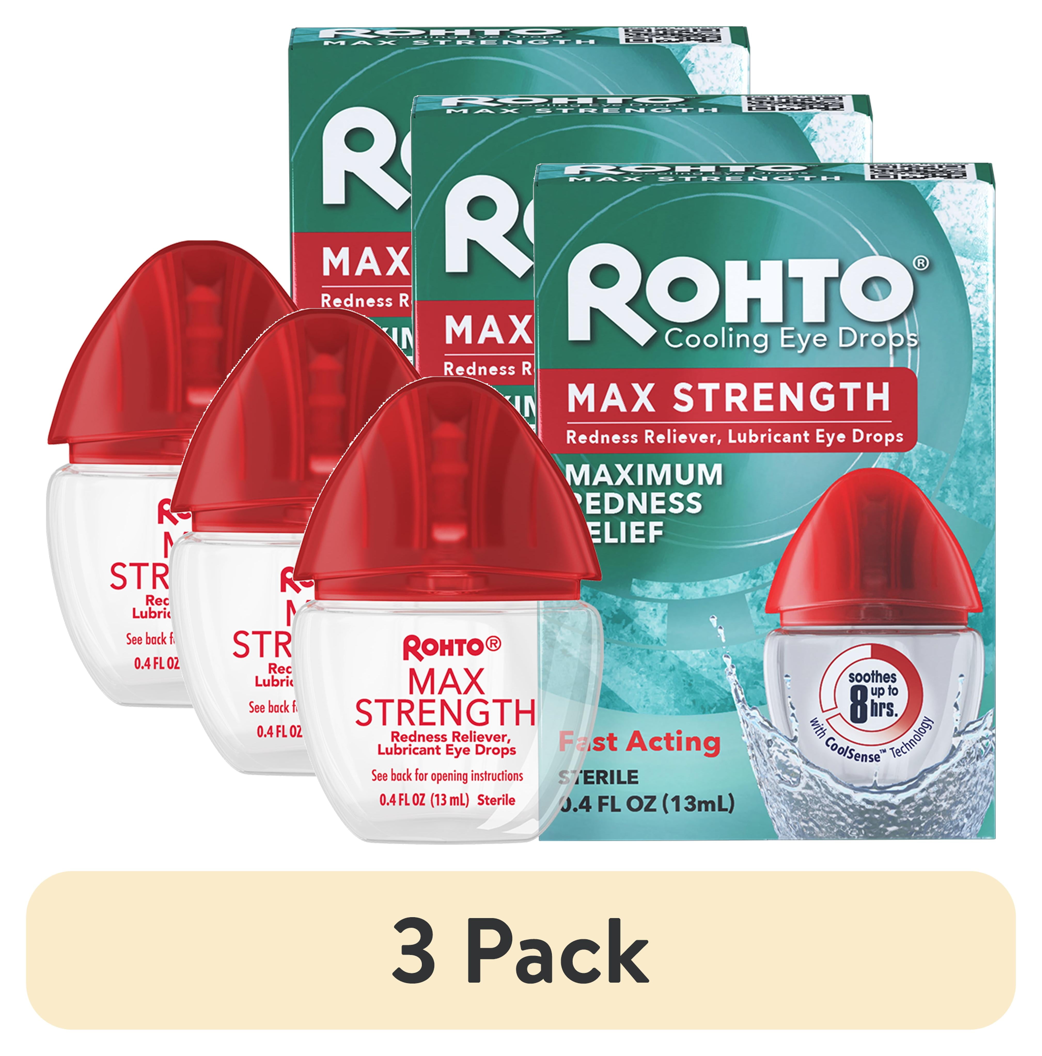 (3 pack) Rohto Max Strength Redness Reliever, Lubricant Eye Drops ...