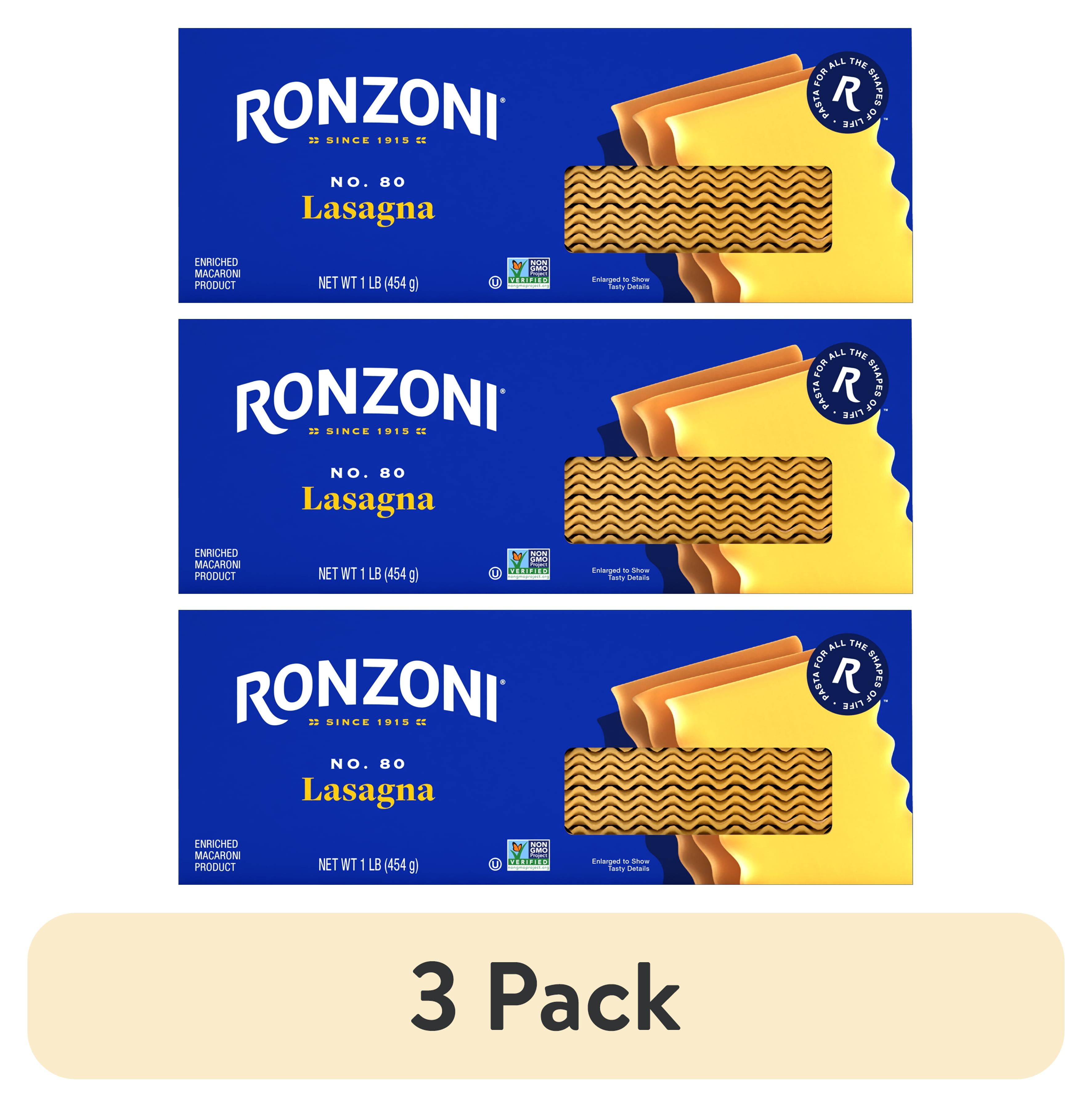 (3 pack) Ronzoni Lasagna Non-GMO Pasta for Layered Bakes and Roll-Ups ...