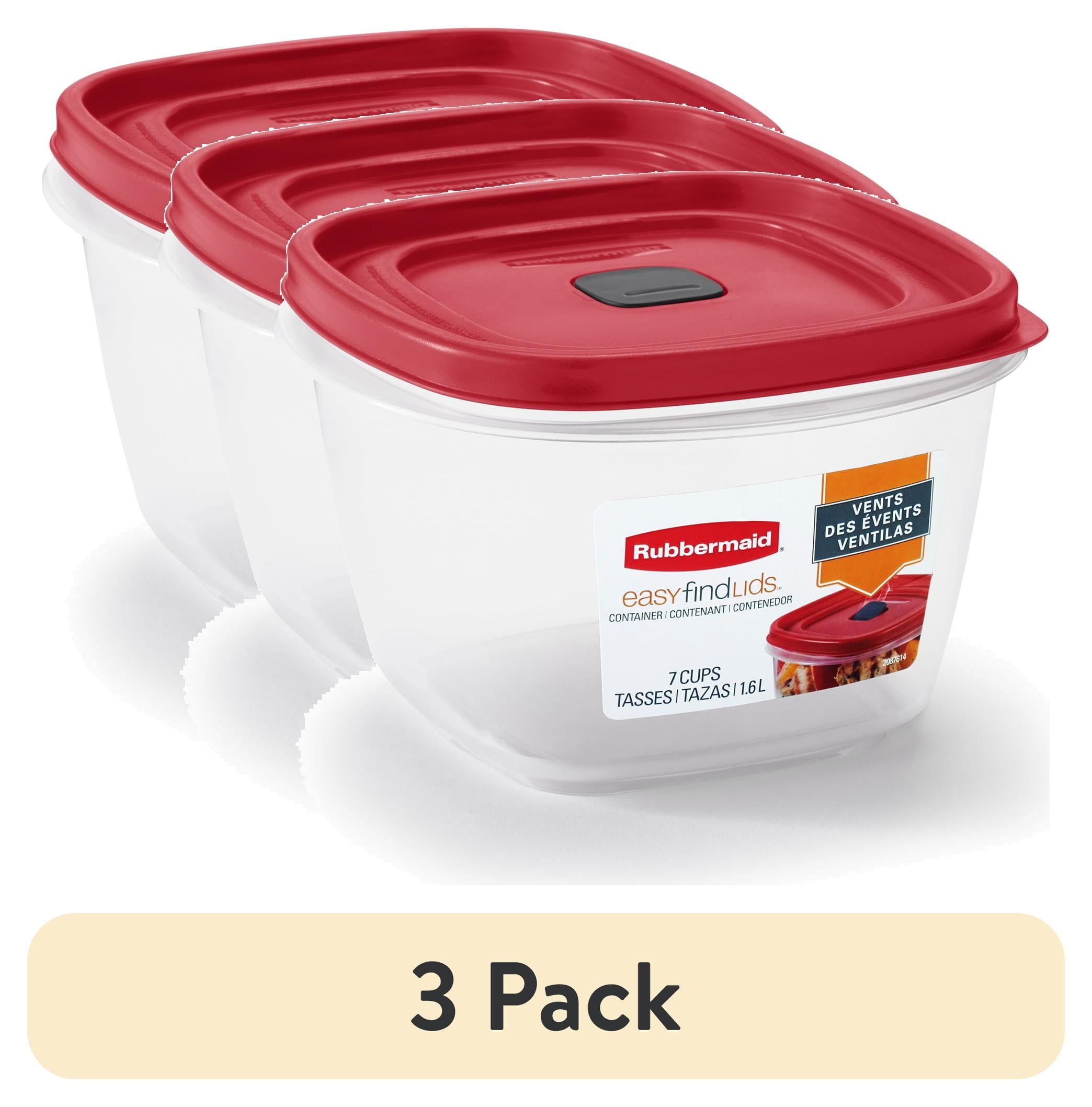 (3 pack) Rubbermaid Easy Find Vented Lid 7-Cup Food Storage Container ...