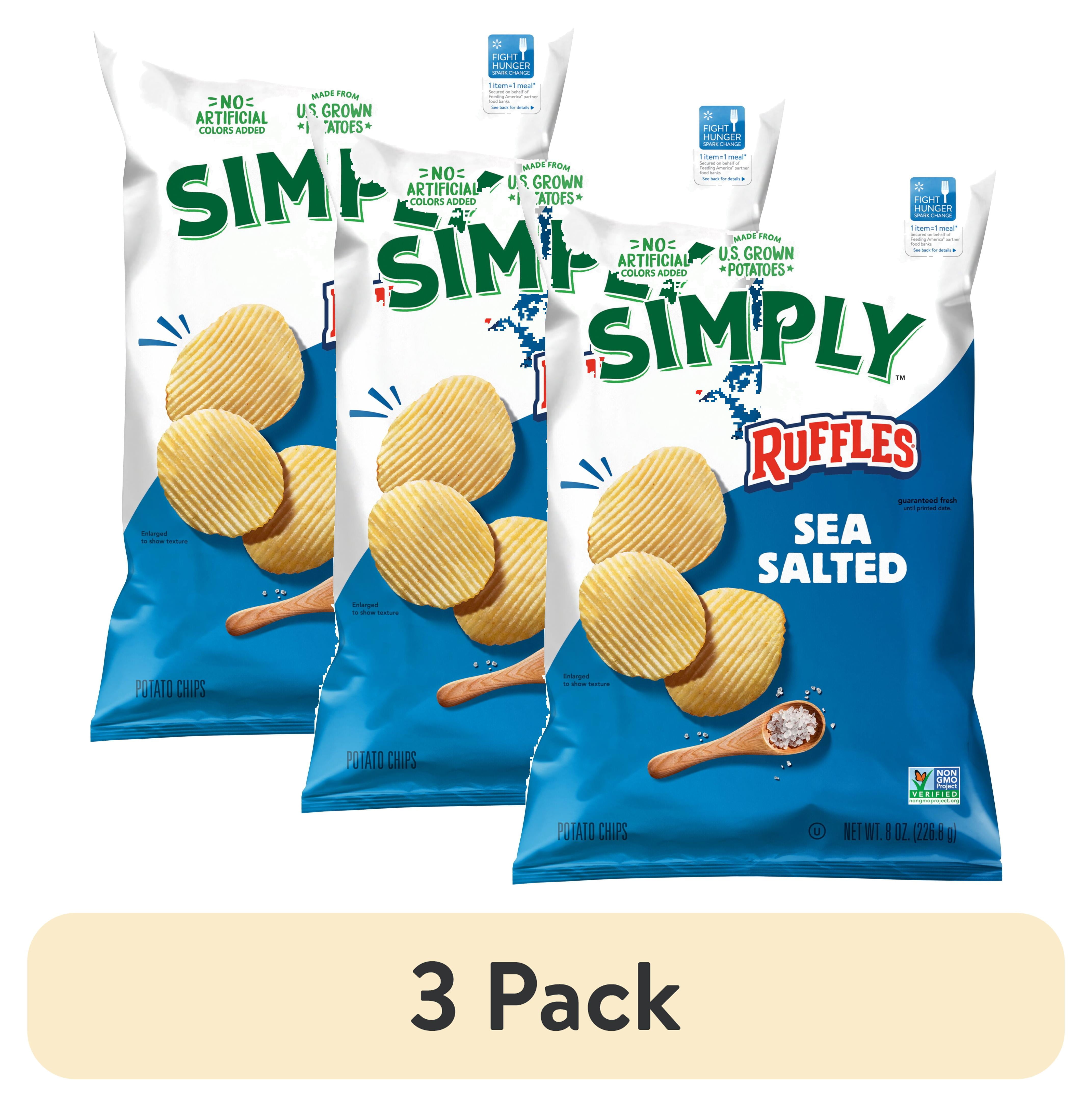 (3 pack) Ruffles Simply Sea Salted Potato Snack Chips, 8 oz Bag ...