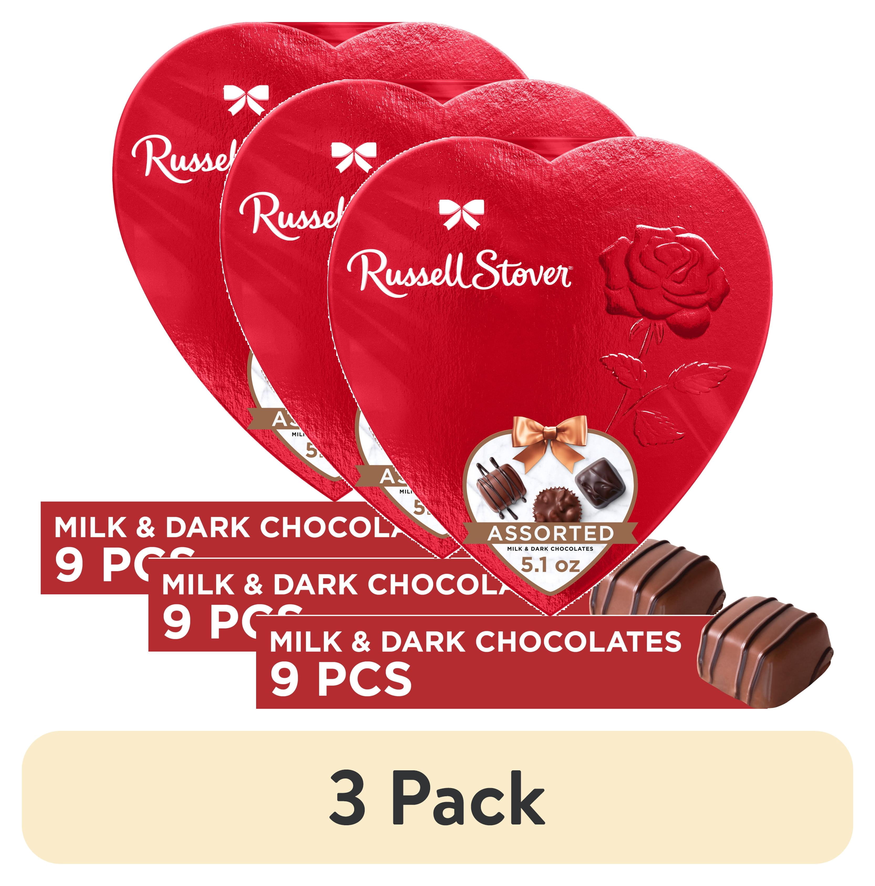 (3 pack) Russell Stover Valentine's Day Red Foil Heart Assorted Milk ...