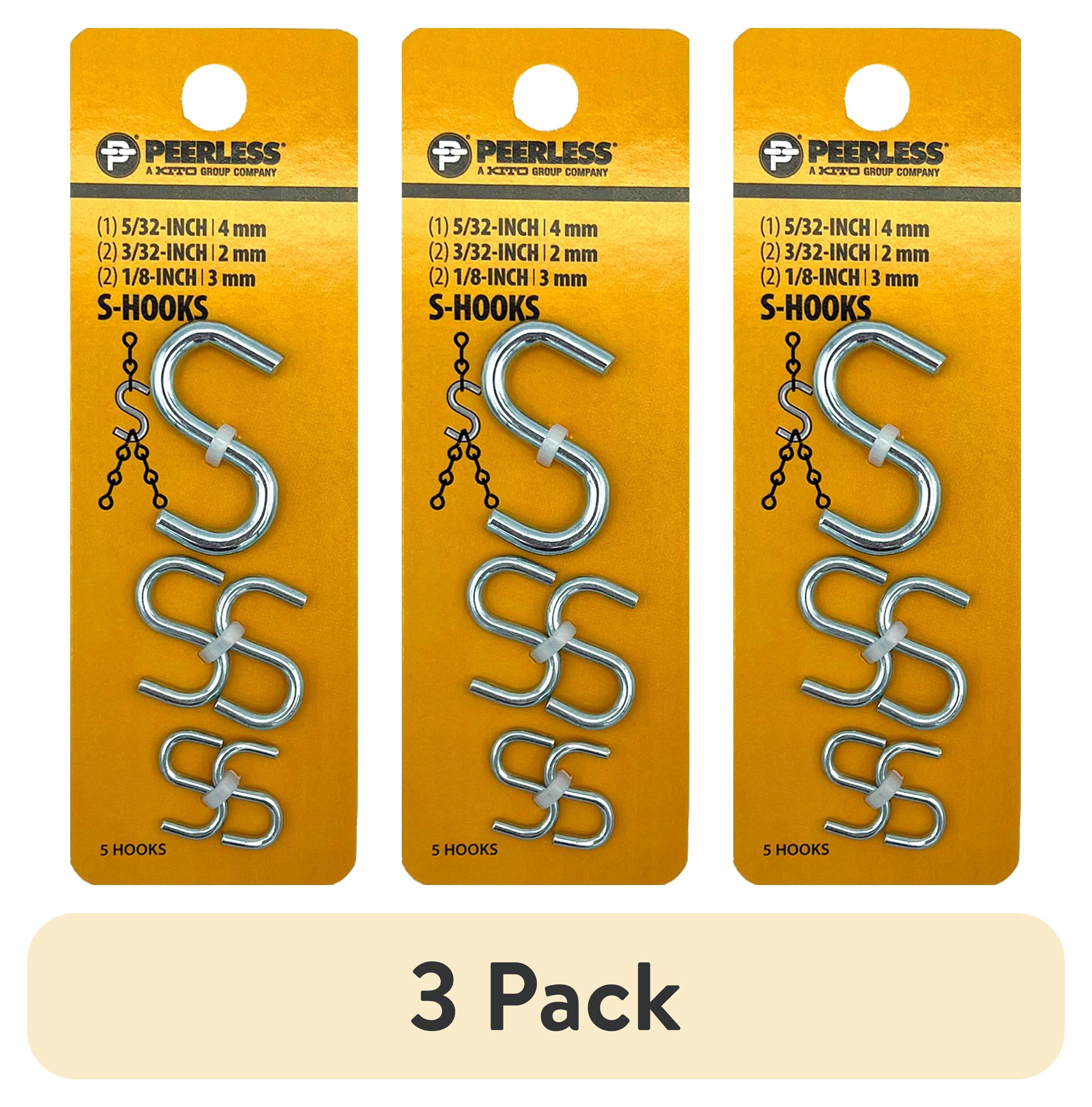 (3 pack) S-Hook Assortment, Zinc, 5/32", 3/32", and 1/8", Peerless ...