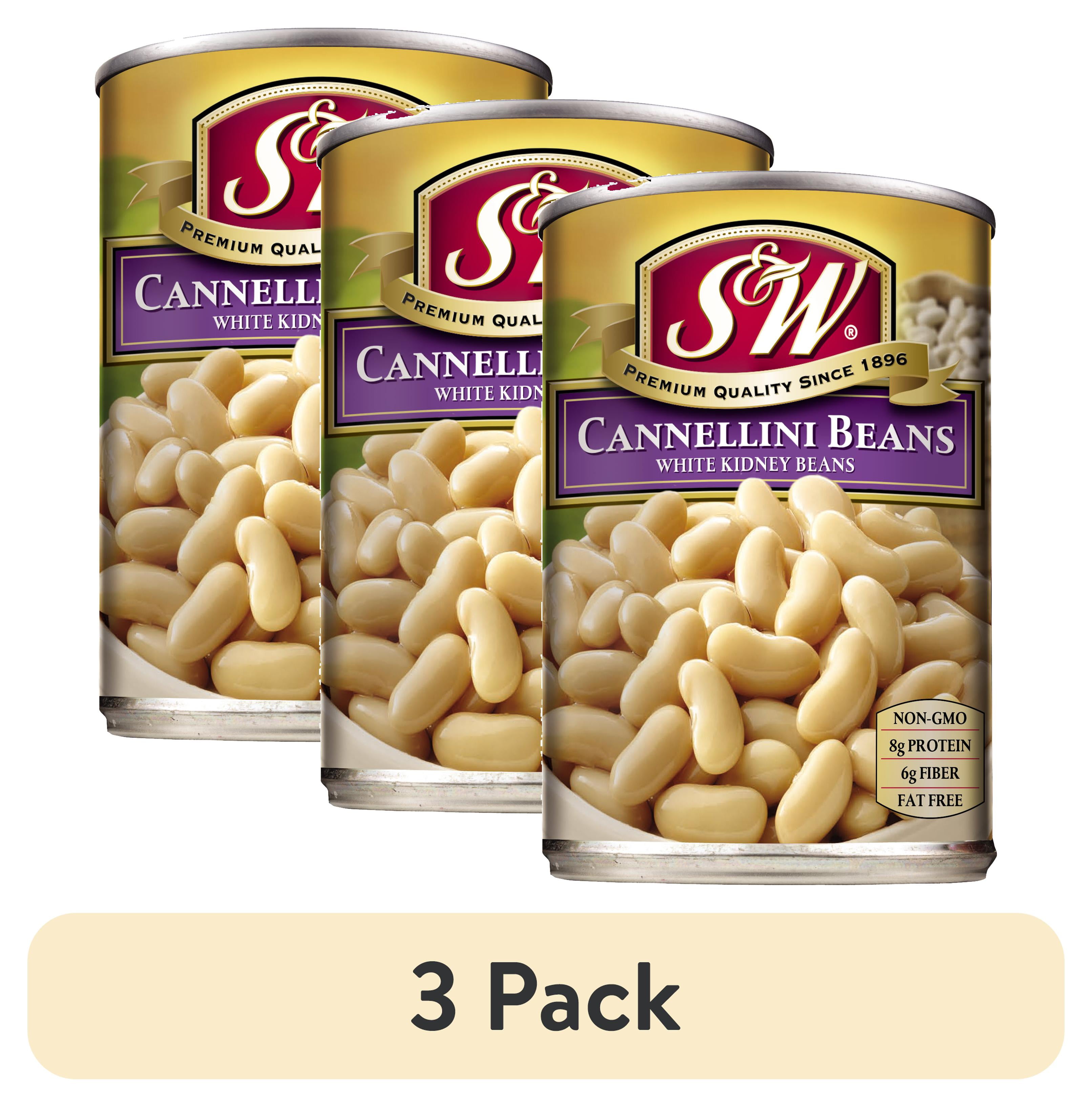 (3 pack) S&W Cannellini Beans - White Kidney Beans - 15.5 oz. Can ...
