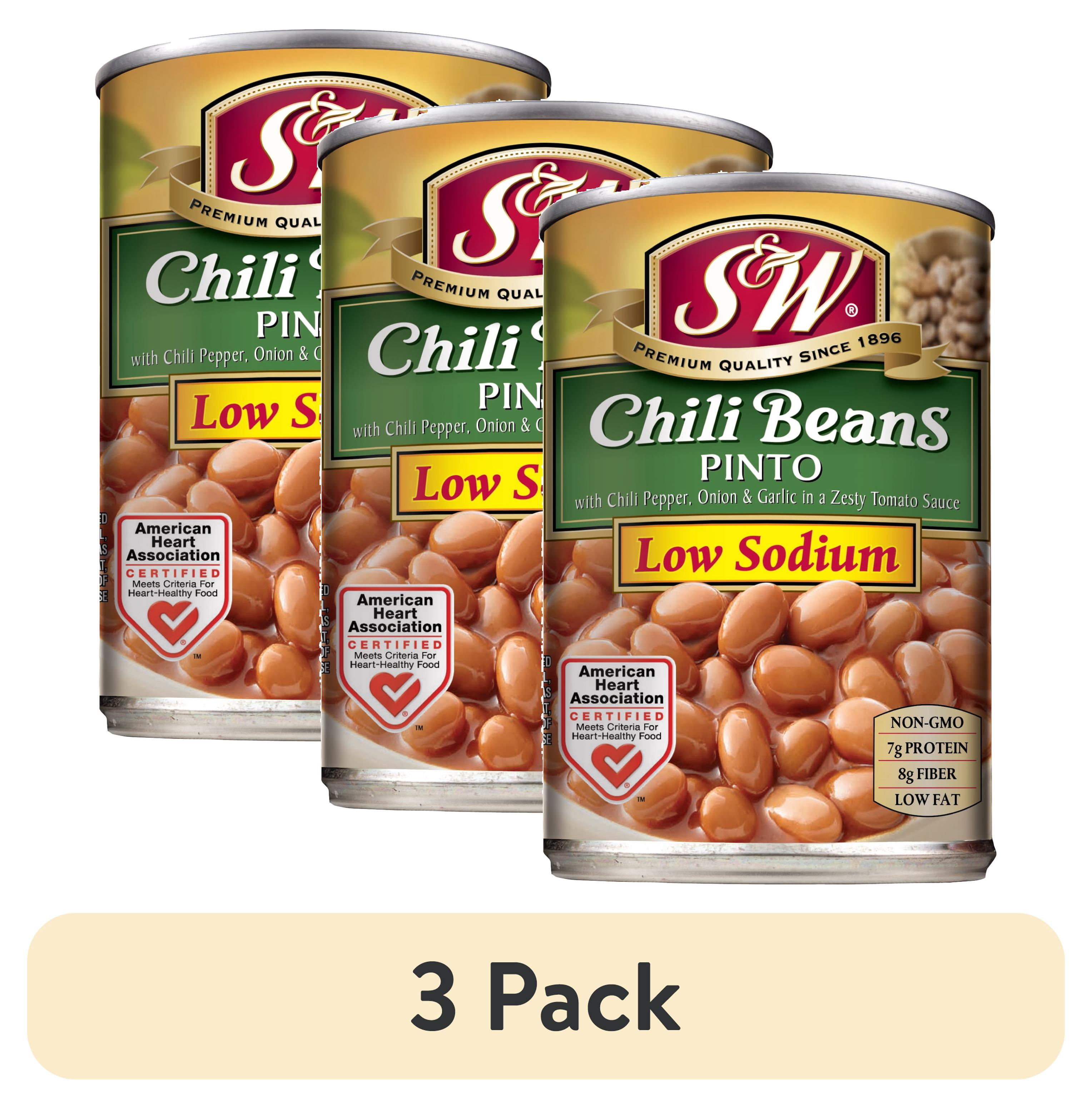 (3 pack) S&W Pinto Chili Beans - Low Sodium - 15.5 oz. Can - Walmart.com