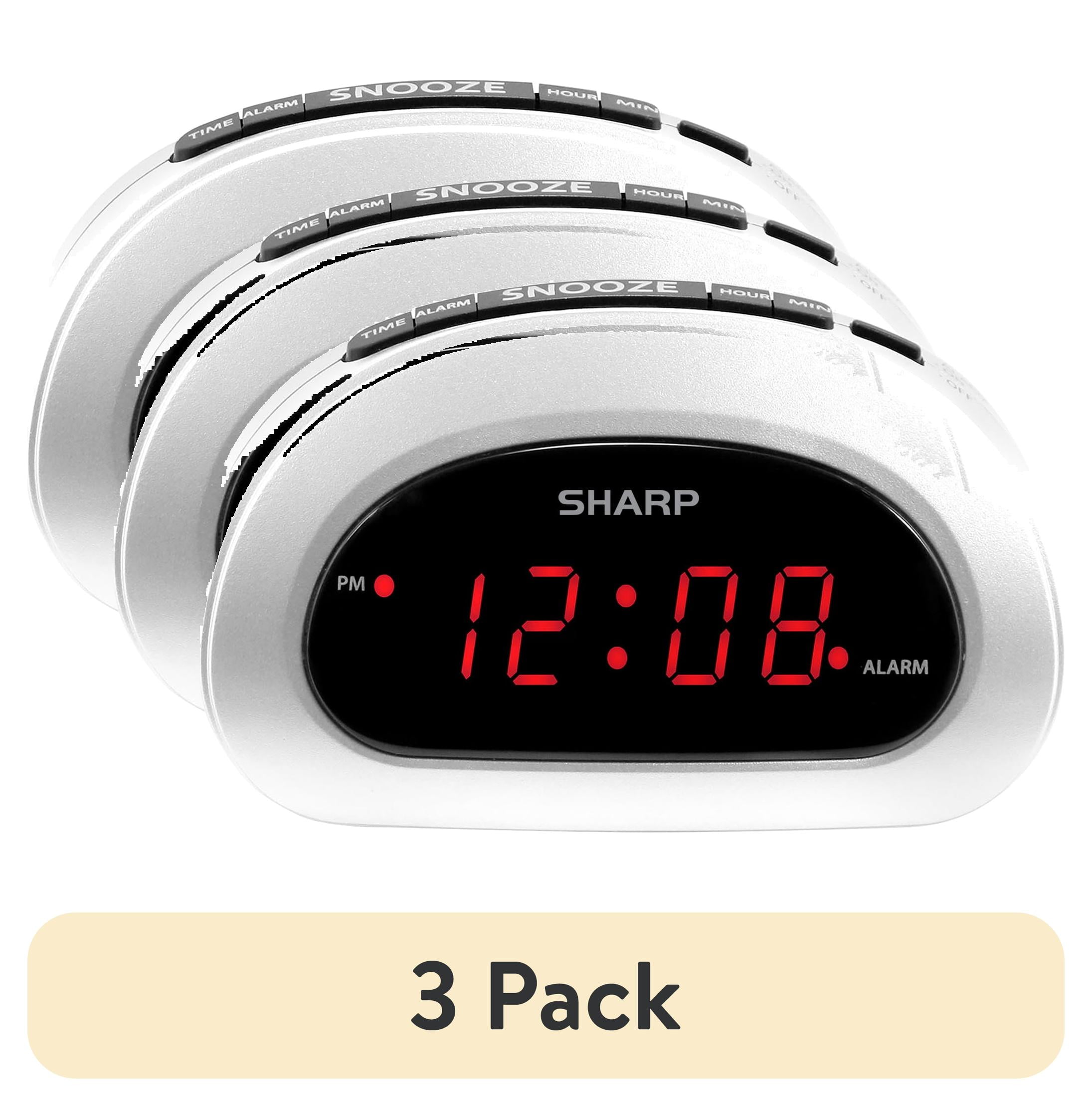 (3 pack) SHARP Digital Alarm Clock, Cloud White, Easy to Set Controls, Red LED Display - Walmart.com