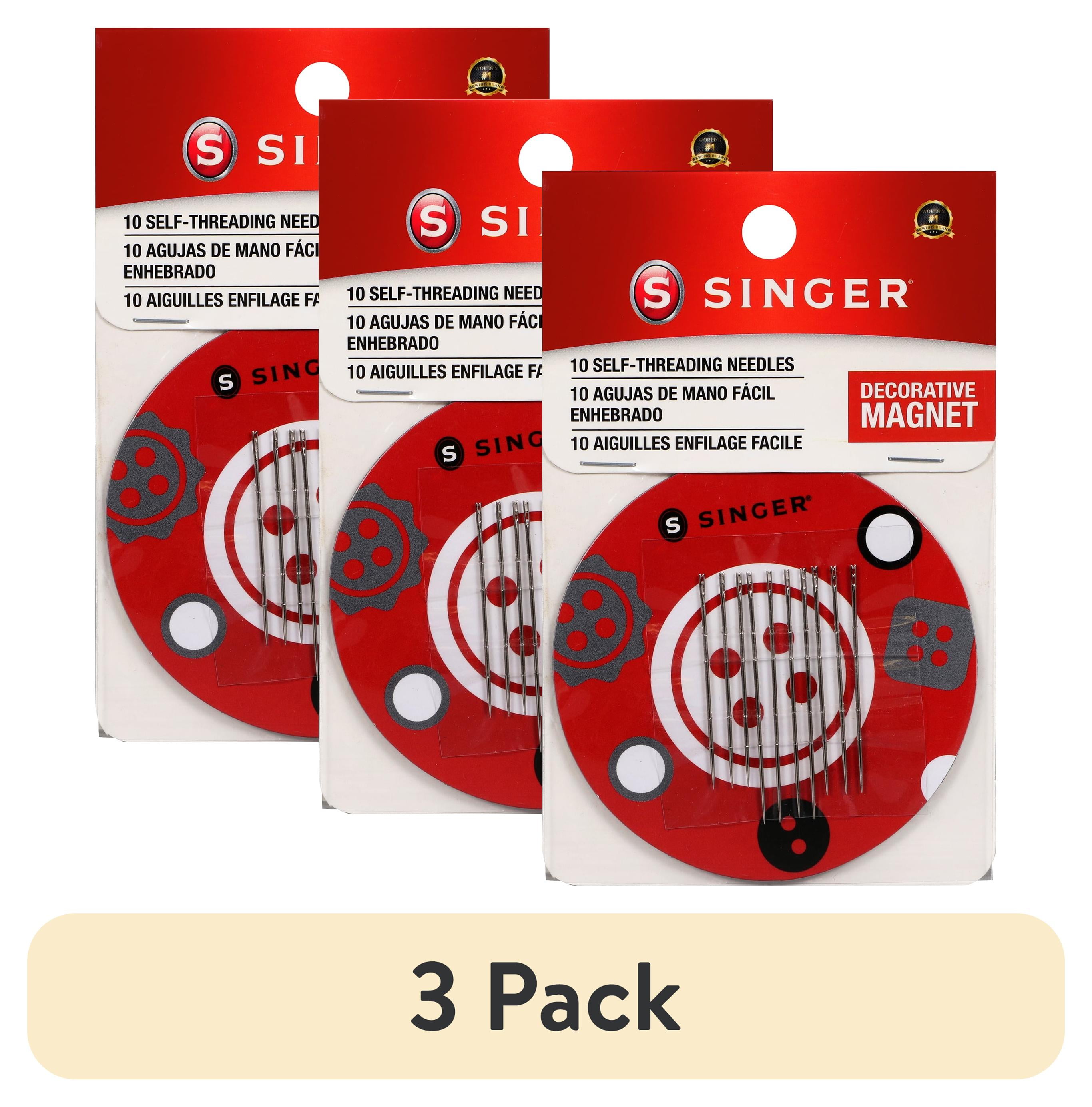 (3 pack) SINGER Assorted Steel Self Threading Needles with Decorative Magnet, 10 Count - Walmart.com