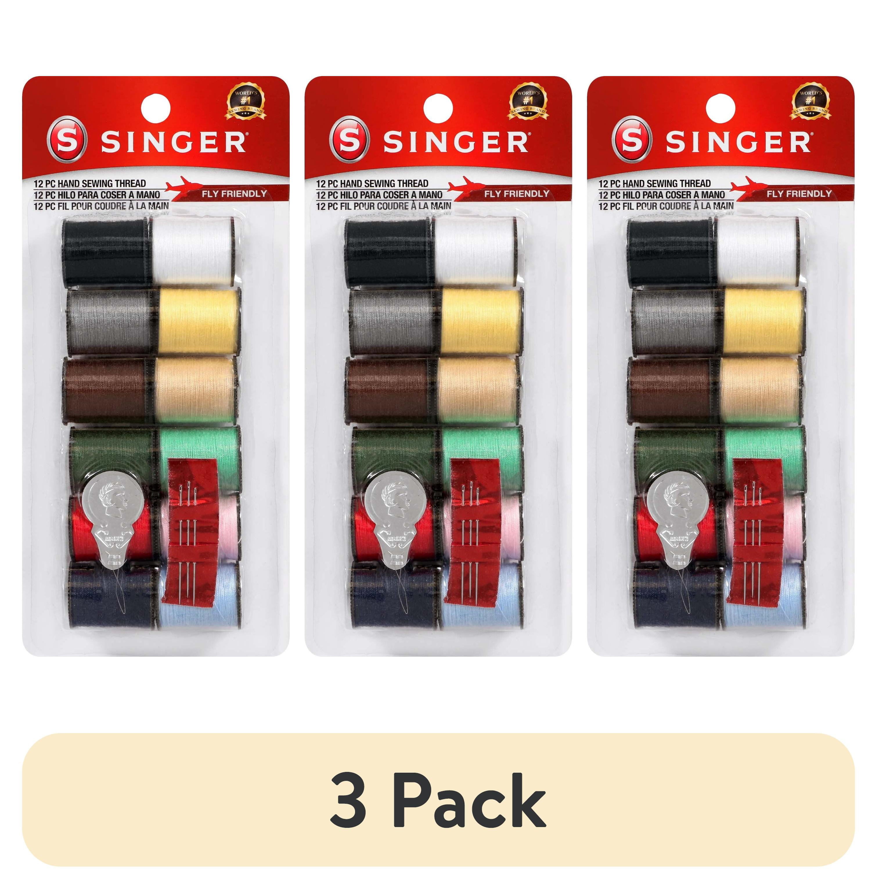 (3 pack) SINGER Hand Sewing Thread Spools Kit, Assorted Colors, 25 ...