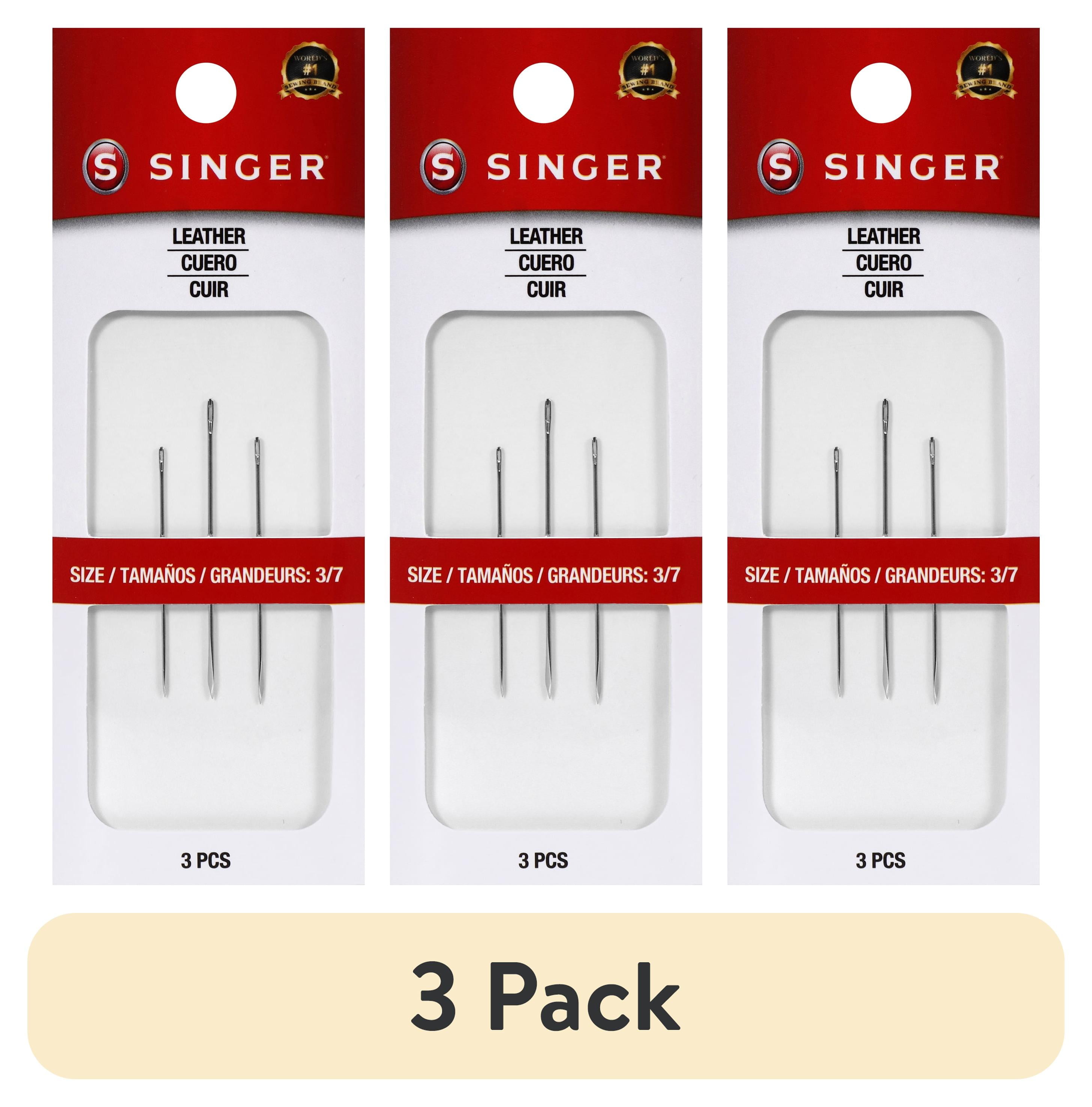 (3 pack) SINGER Leather Steel Hand-Sewing Needles, Sizes 3/7, 3 Pieces ...