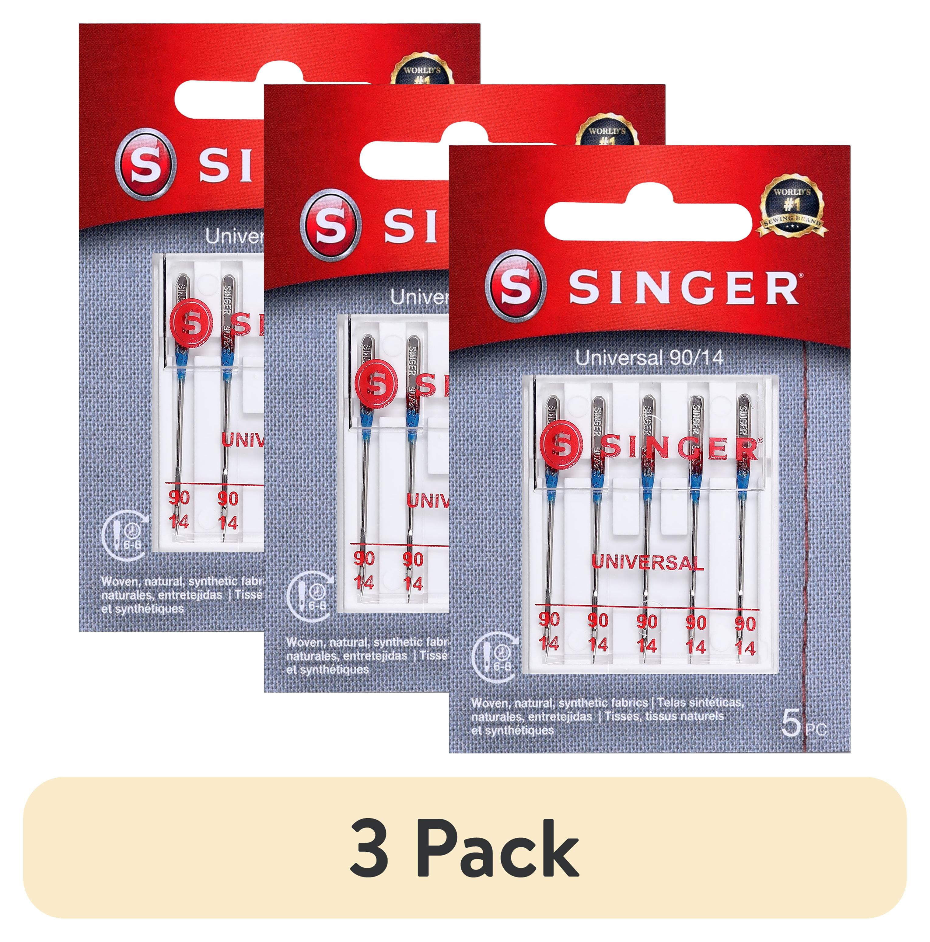 (3 pack) SINGER Size 90/14 Universal Regular Point Sewing Machine Needles (5 Pack) - Walmart.com
