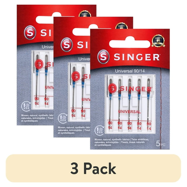 (3 pack) SINGER Size 90/14 Universal Regular Point Sewing Machine ...