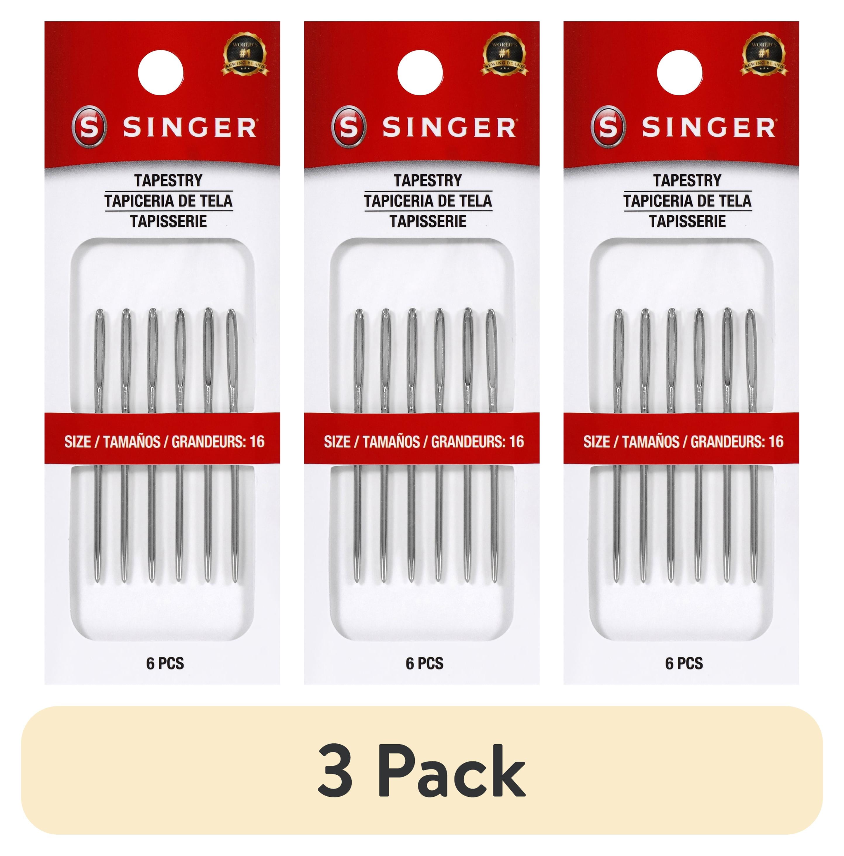 (3 pack) SINGER Tapestry Steel Hand-Sewing Needles, Size 16, 6 Pieces ...