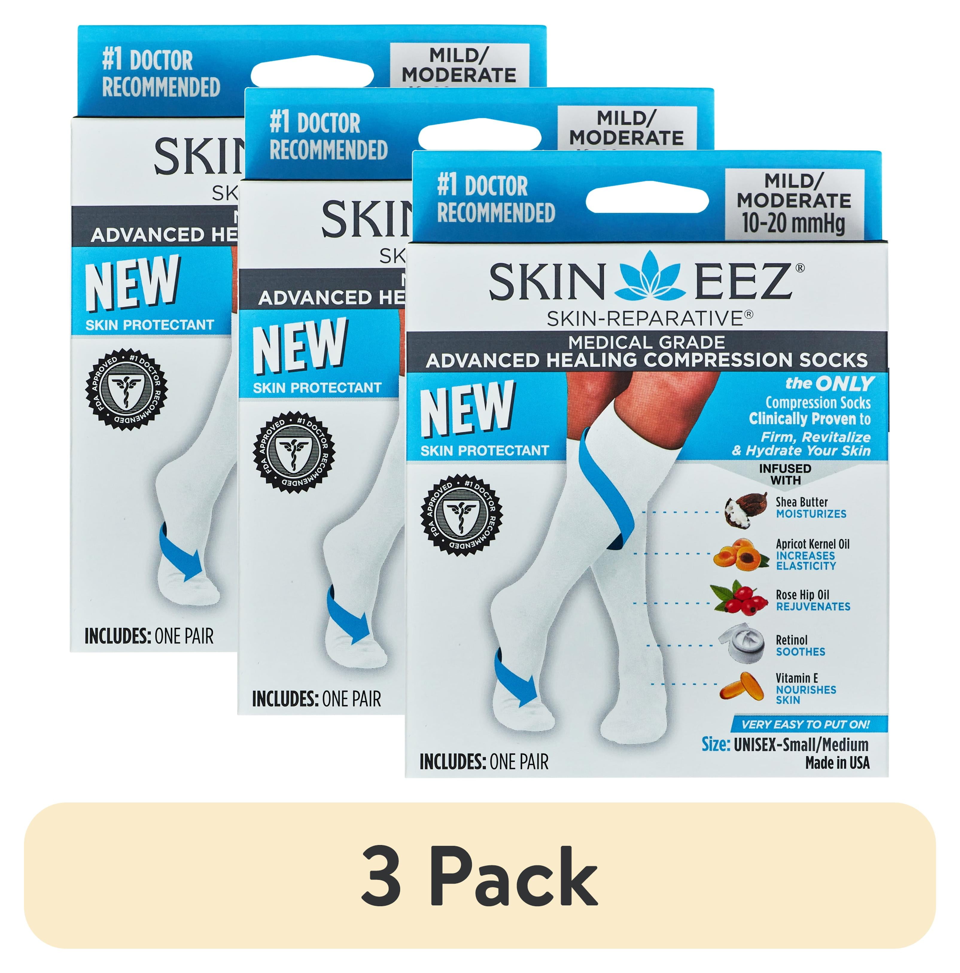(3 pack) Skineez Hydrating Compression Socks 10-20mmHg, size S/M, White ...