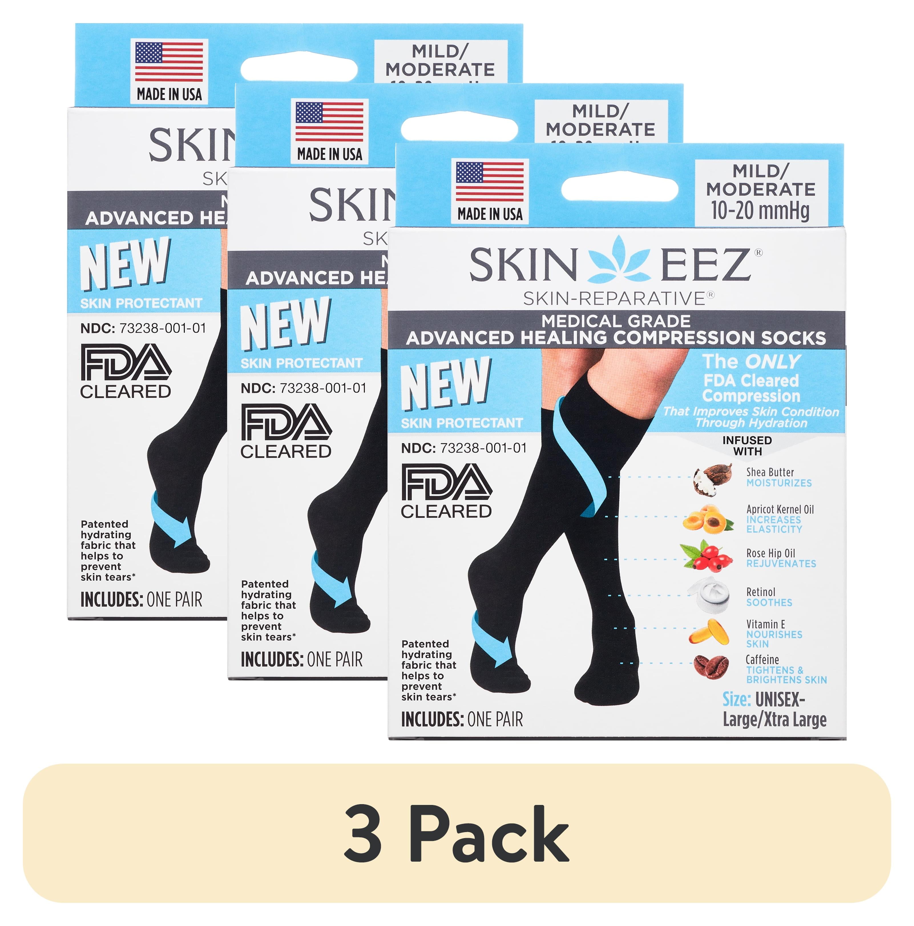 (3 pack) Skineez Hydrating Compression Socks 10-20mmHg, size L/XL ...