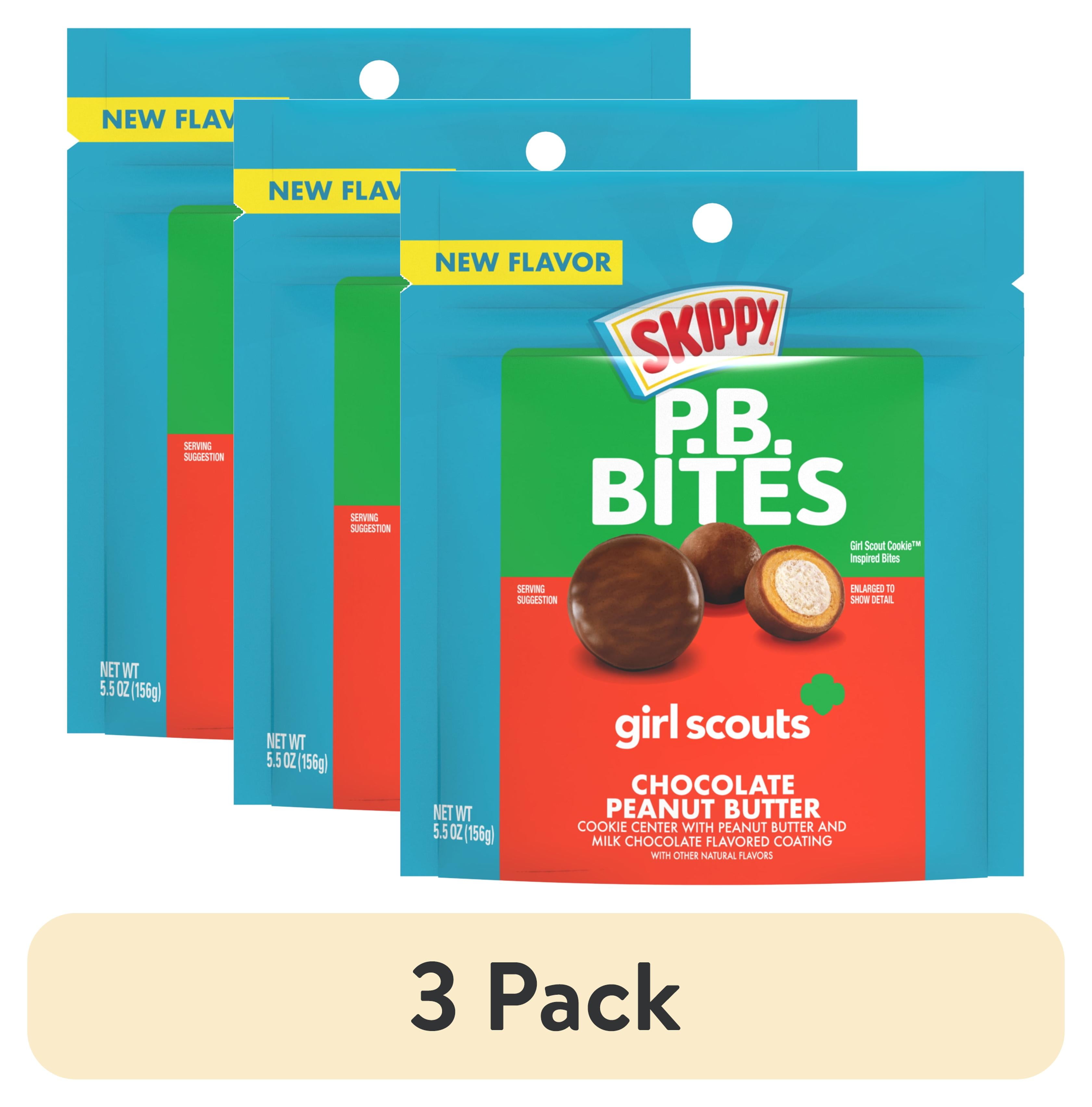 (3 pack) SKIPPY PB Bites Girl Scout Chocolate Peanut Butter Snack ...