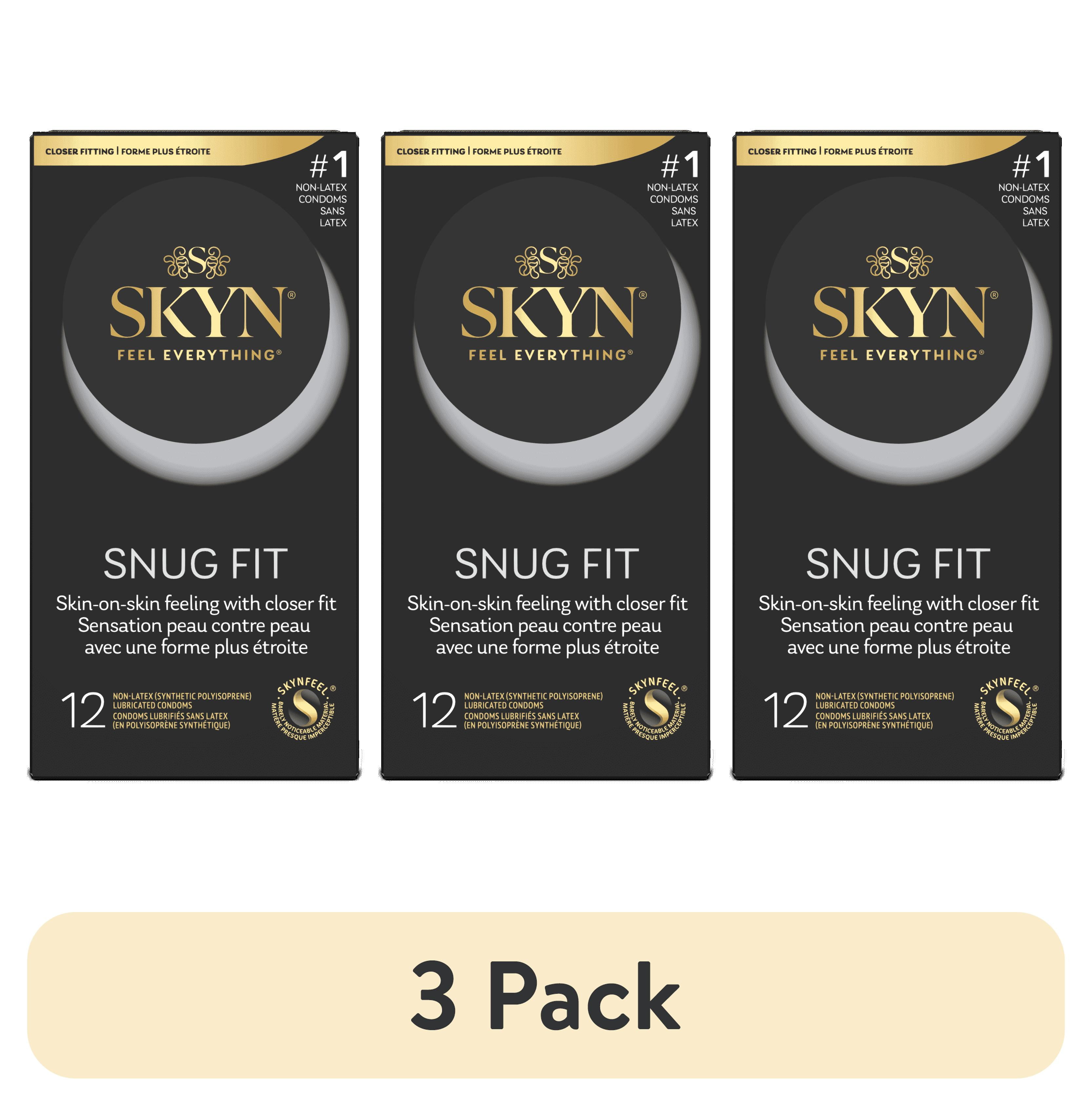 (3 pack) SKYN Snug Fit Lubricated Non-Latex Closer Fit Condoms, 12 ...
