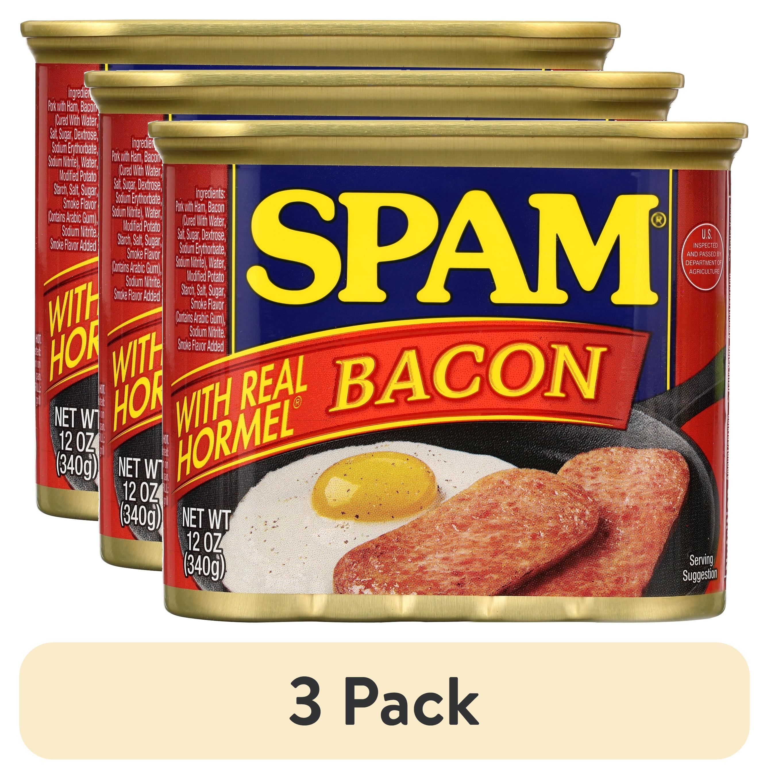 (3 pack) SPAM with Real HORMEL Bacon, 12 oz Aluminum Can, Canned Meats ...