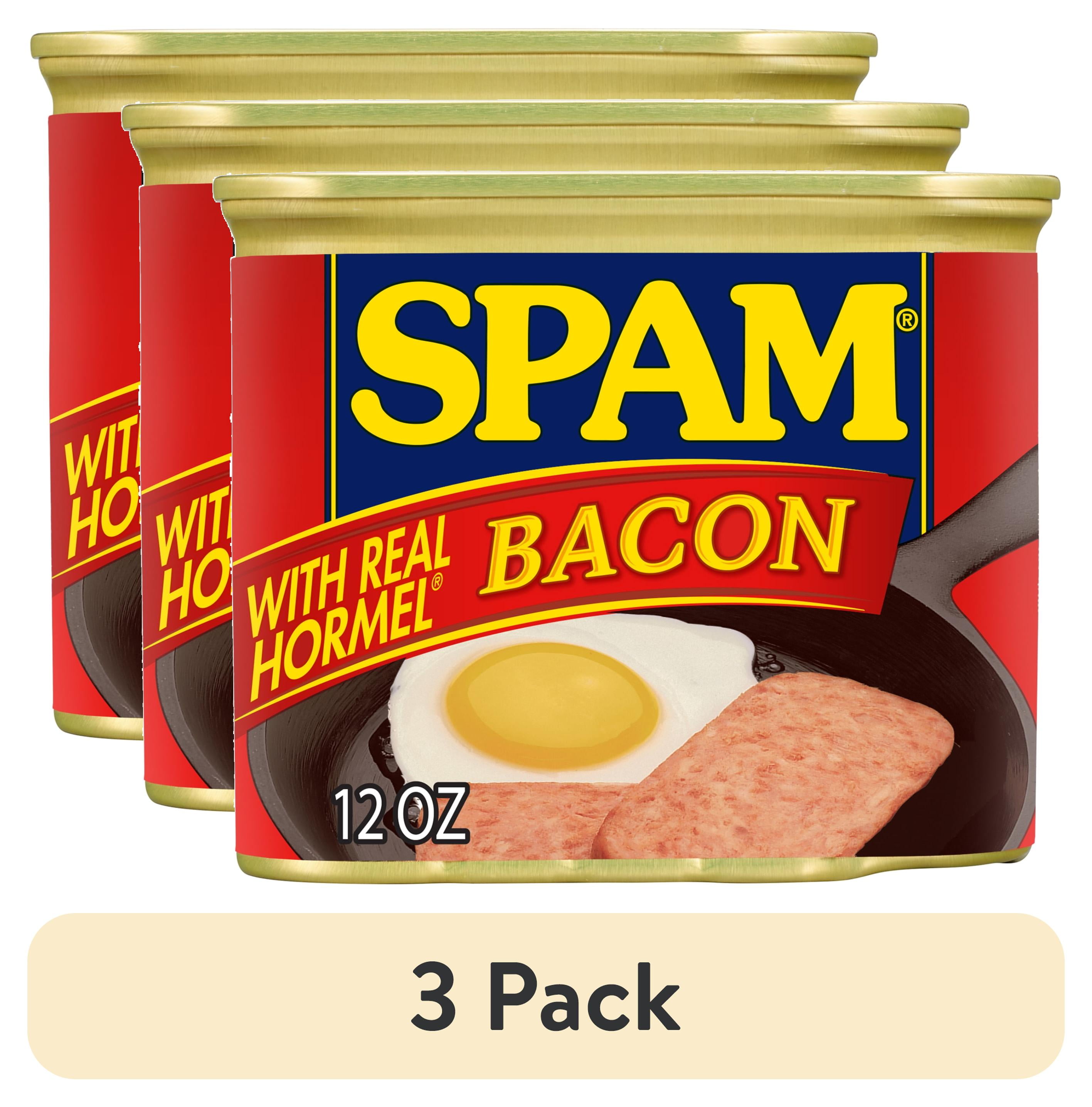 (3 pack) SPAM with Real HORMEL Bacon, 12 oz Aluminum Can, Canned Meats ...