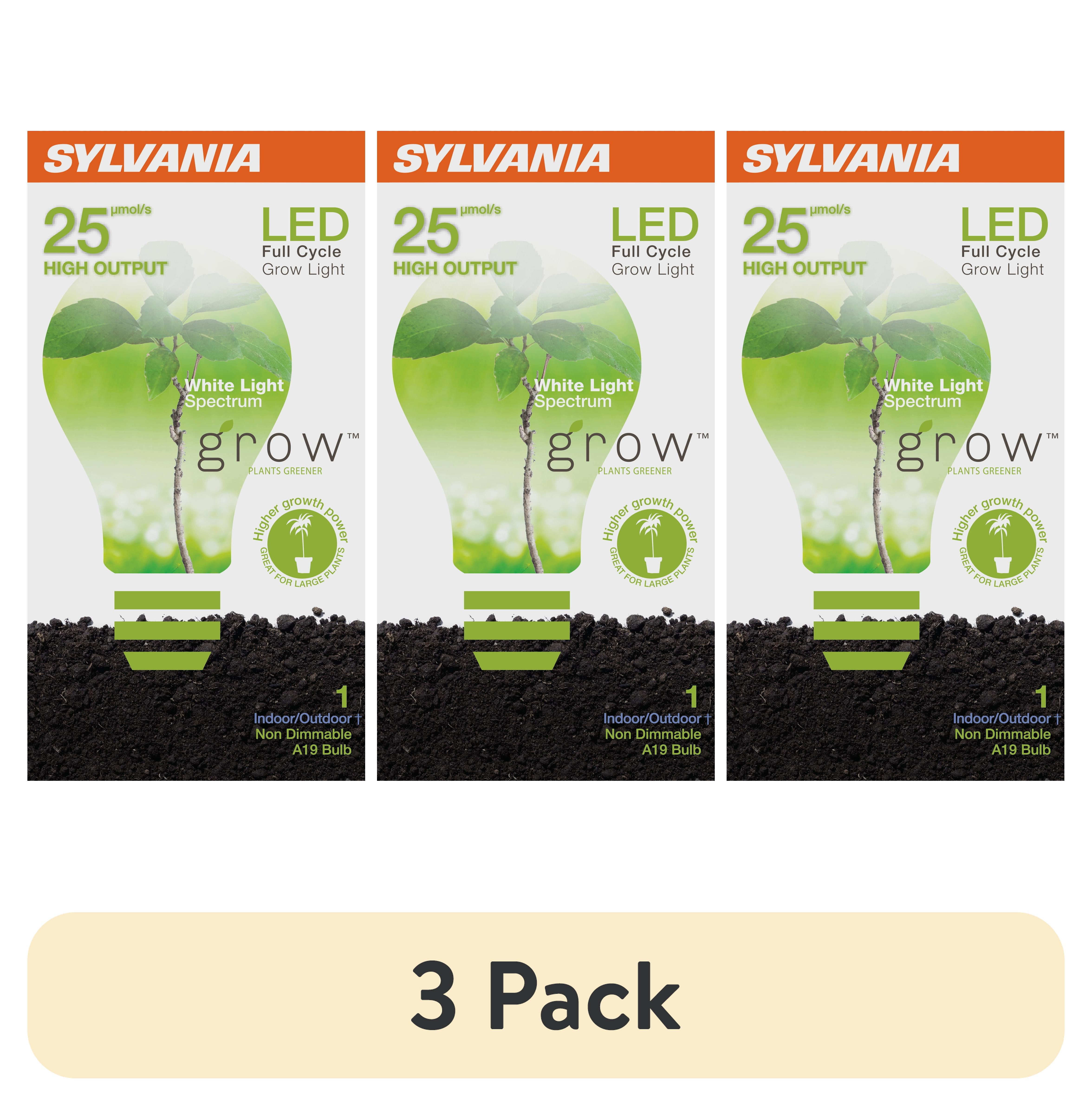 (3 pack) SYLVANIA A19 LED Grow Light Bulb, 15W Full Cycle White ...